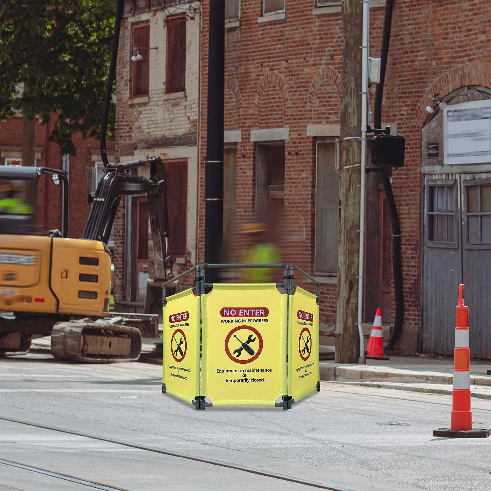 3 Panels Safety Engineering Repairs Caution Barricade 3.2 FT Foldable ...