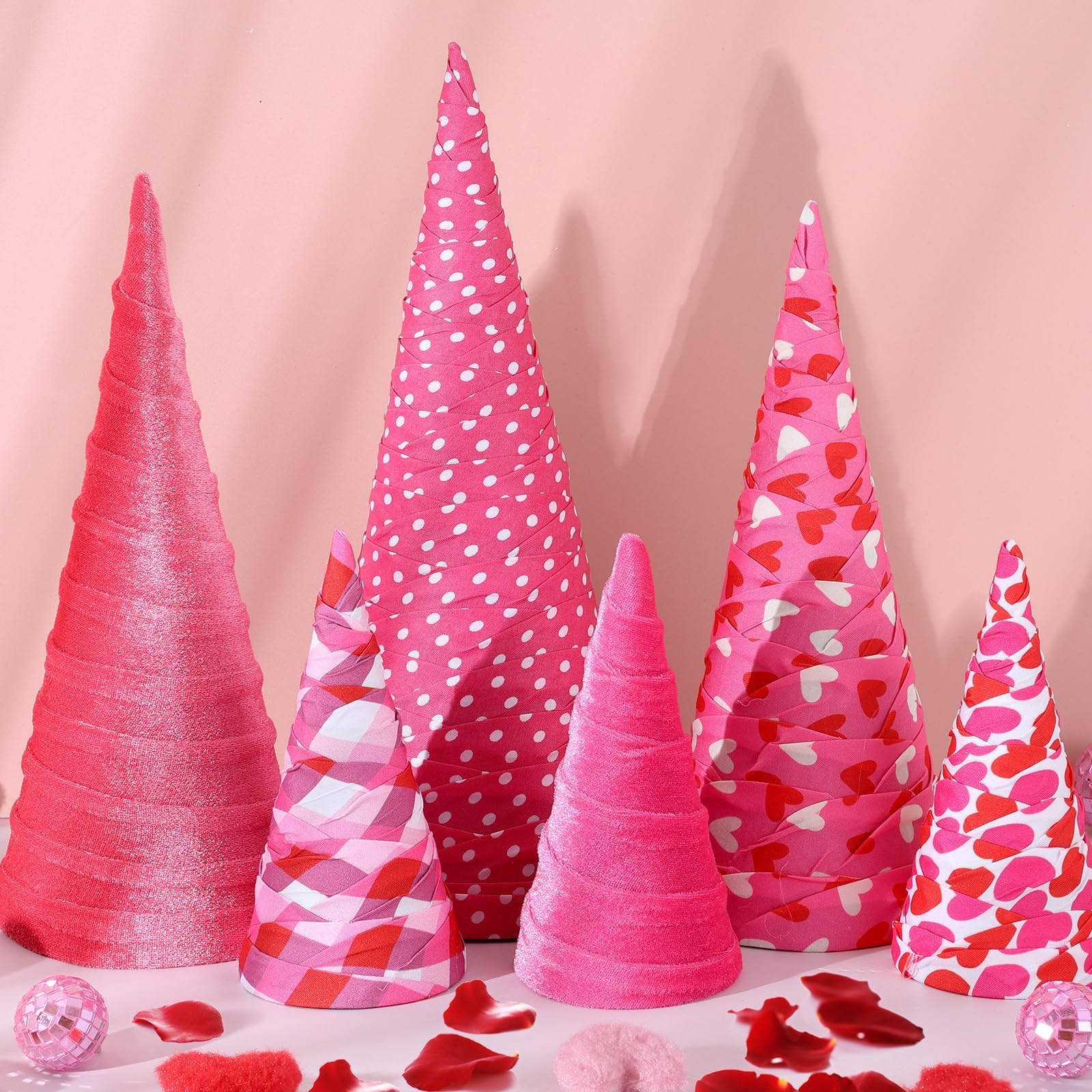 Amazon.com: 6 Pcs 12" 10" 6" Valentine's Day Cone Tree Decorations ...