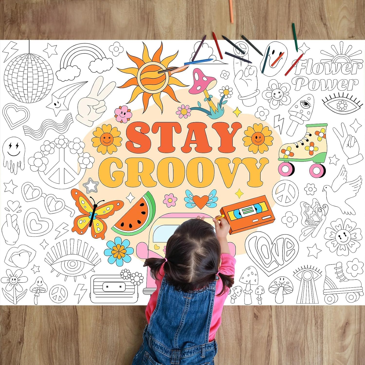 Amazon.com: Groovy Coloring Poster for Kids Giant Coloring Poster Large ...