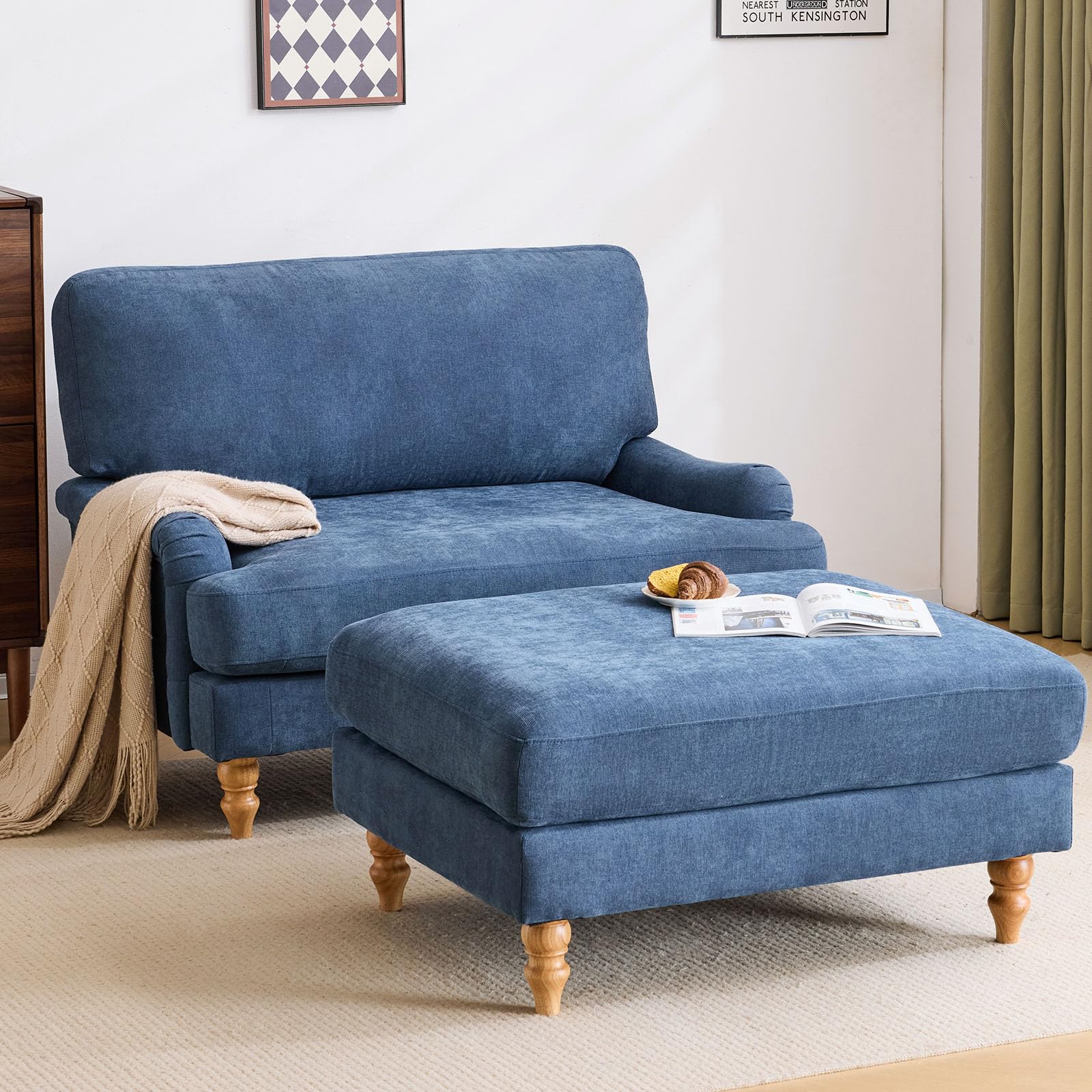 Amazon.com: Bezseller Oversized Chair Indoor with Ottoman, 46" W ...