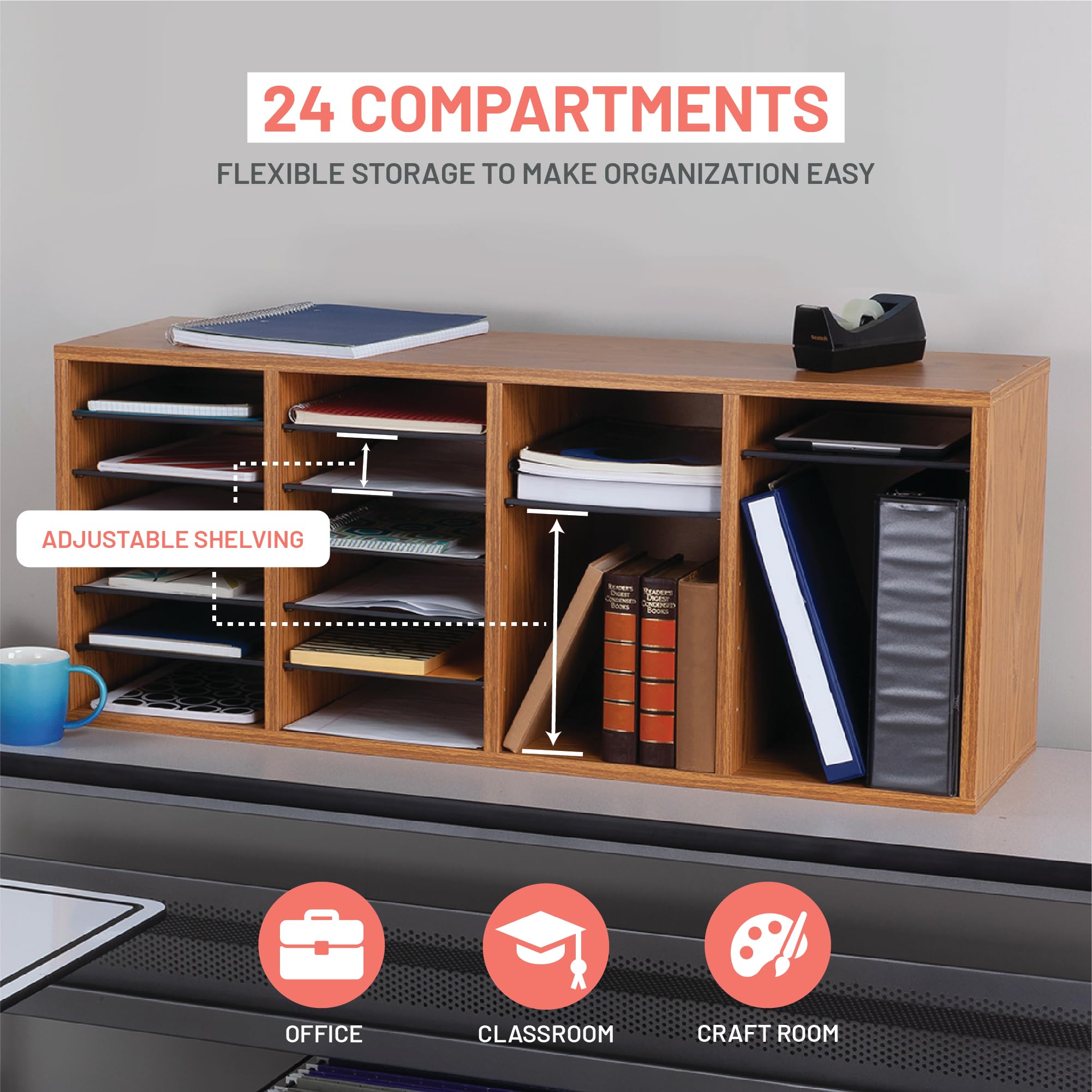 Safco, Wooden Paper and Mail Organizer for Home Office and Classroom ...