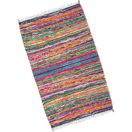 Amazon.com: Aakriti Gallery Fair Trade Handmade Rag Rug Chindi Rug ...