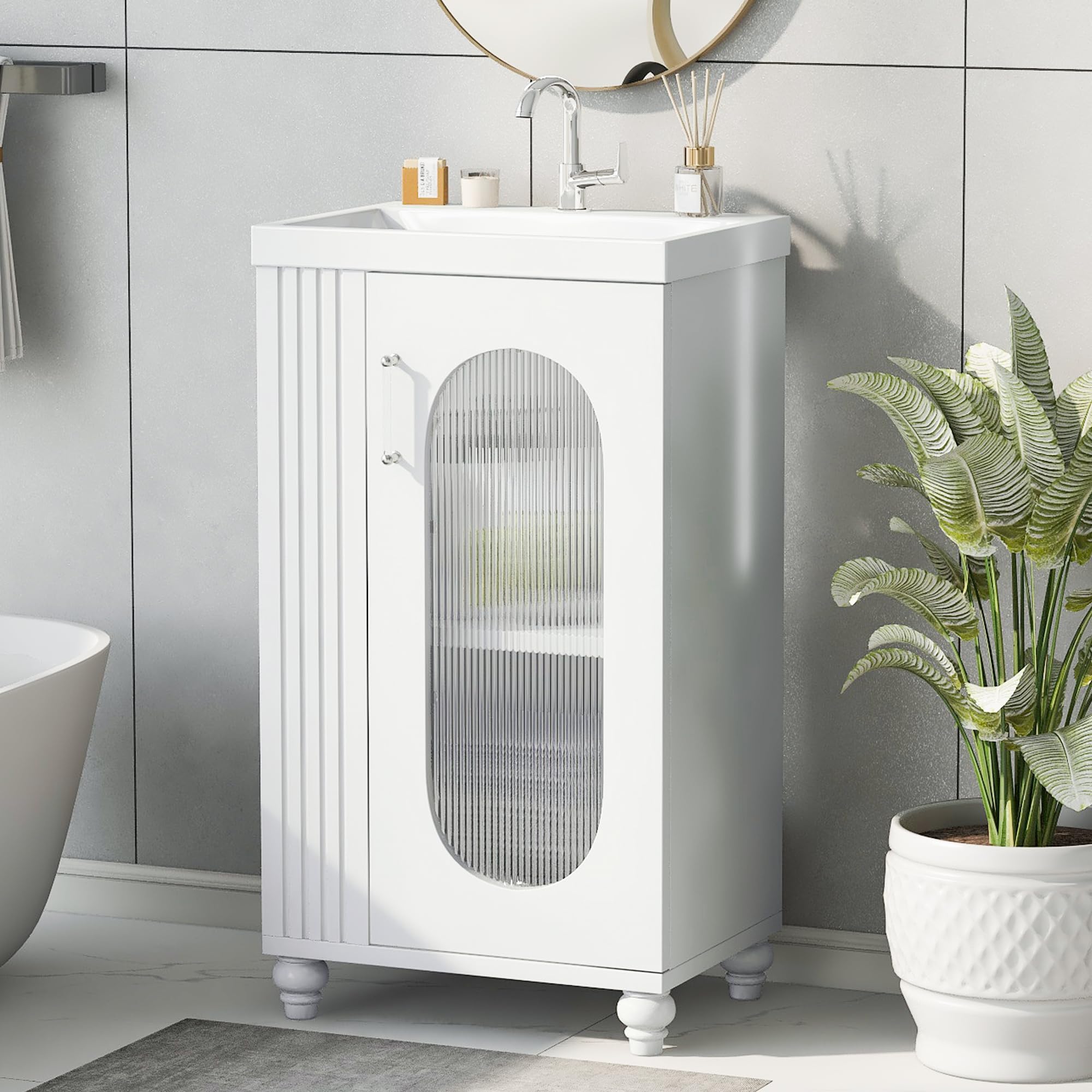 Amazon.com: 20" Bathroom Vanity with Sink, Bathroom Vanity Cabinet with ...