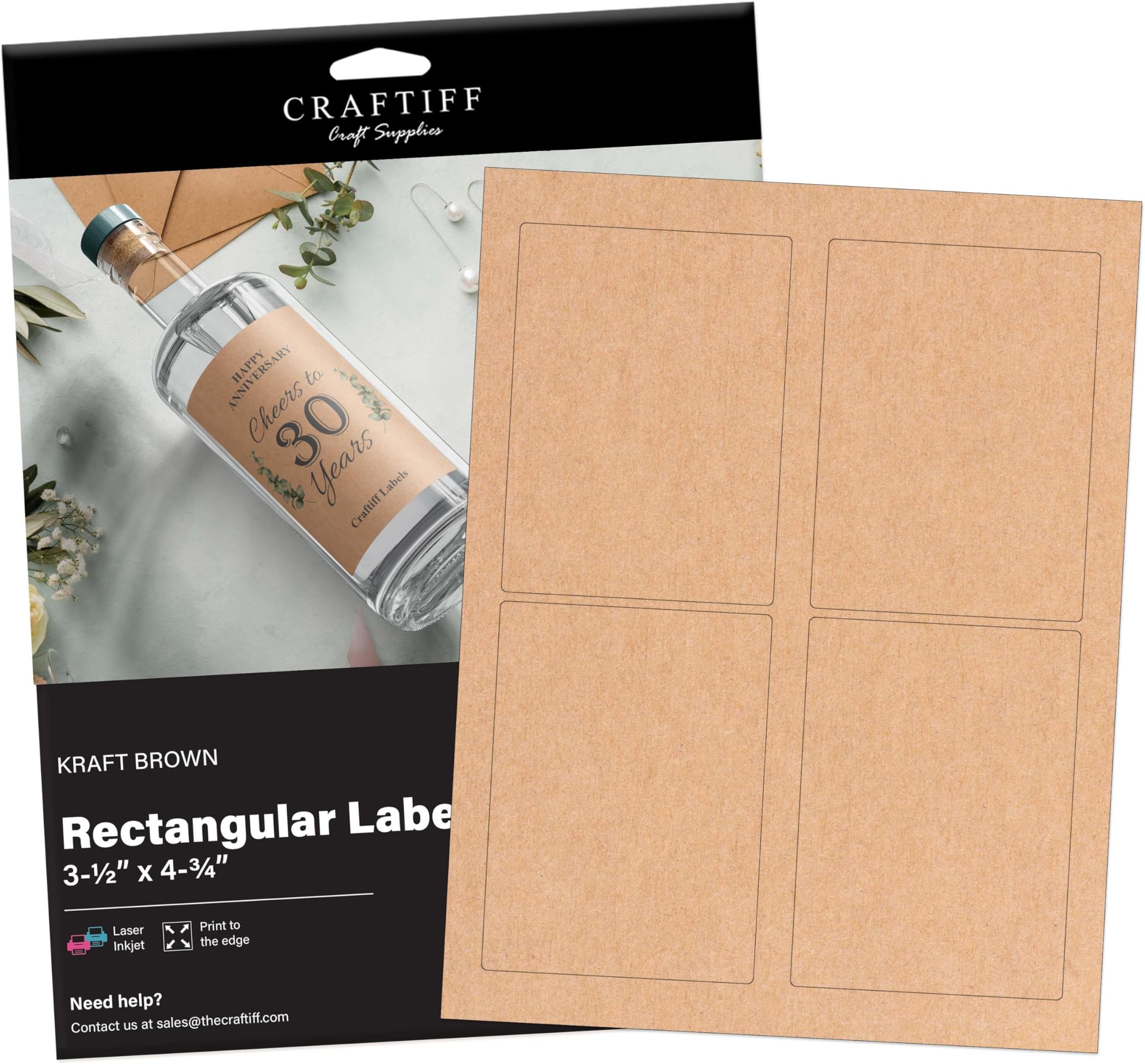 Amazon.com : Premium Label Supply Brown Kraft Sticker Labels – 4" x 3. ...