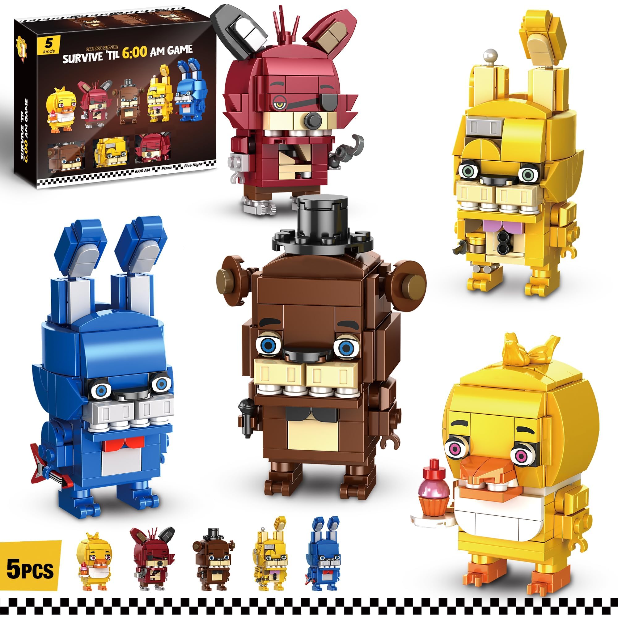 Five Nights Security Breach Building Block Toy, 5 Characters Action ...