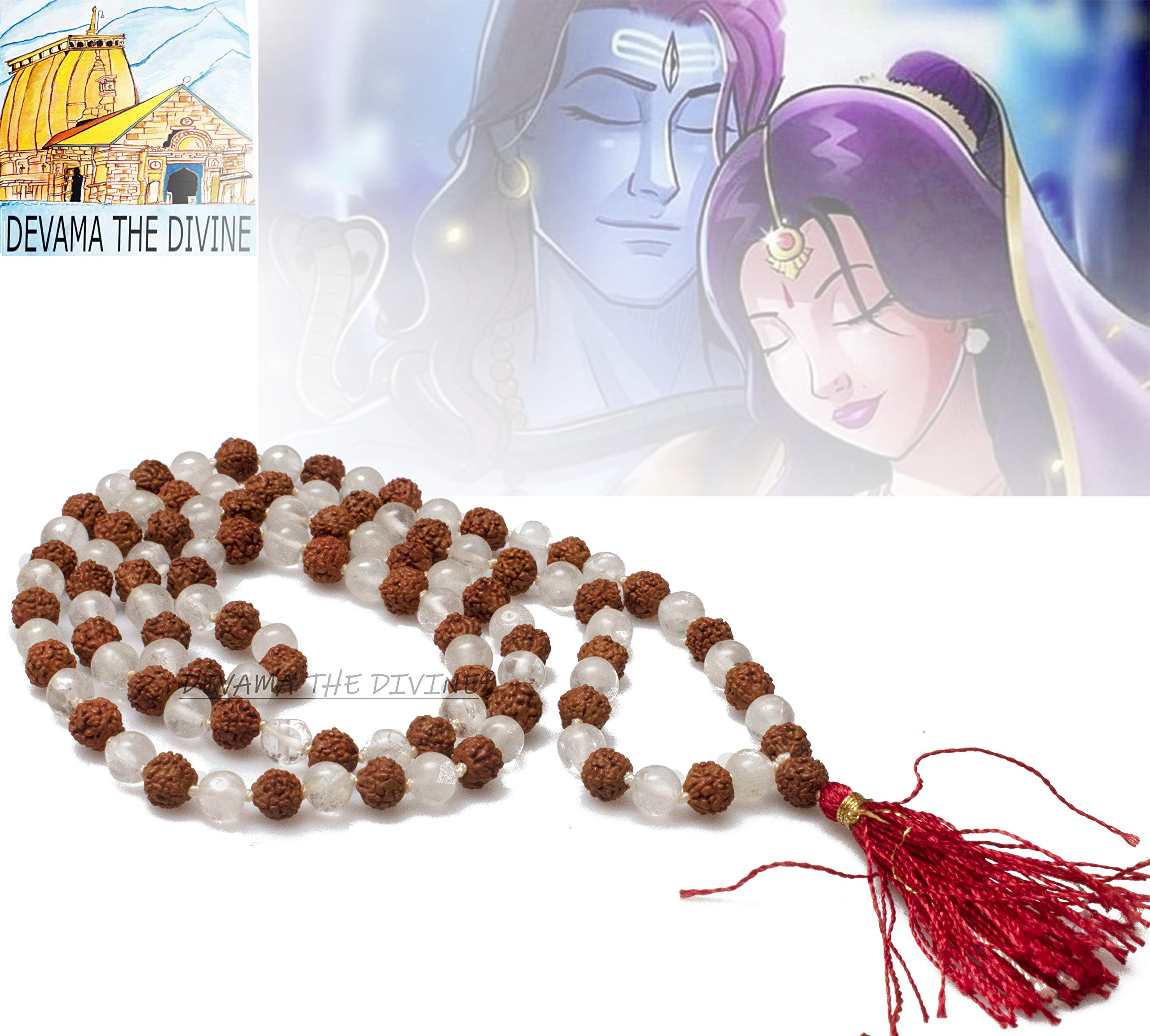 Buy Devama The Divine Energised Shiva-Shakti mala/Rudraksh Sphatik mala ...