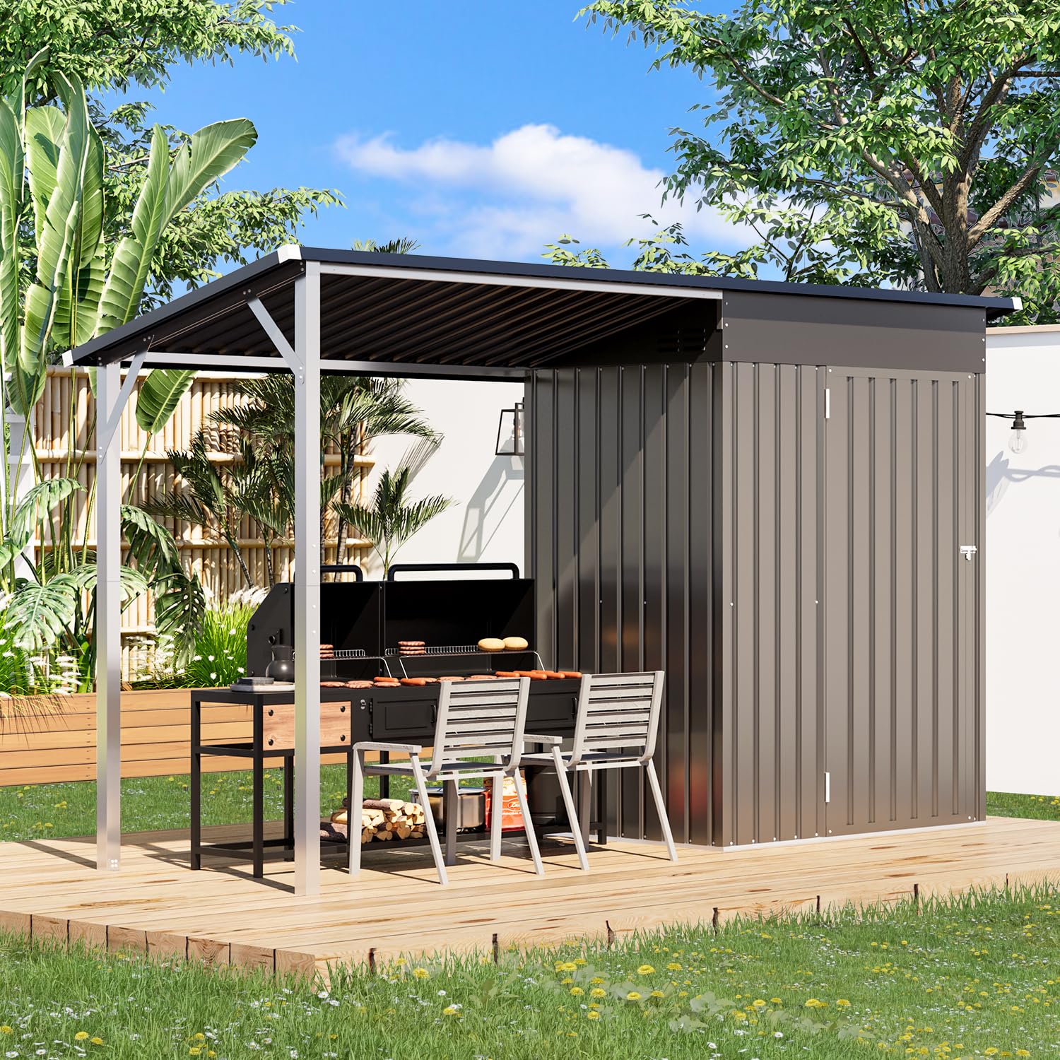 Aecojoy Outdoor Open Sided Storage Shed 3x5 Sheds And Outdoor ...