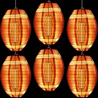 OBUSATT 6 Set Football Paper Lanterns Football Party Decorations LED ...