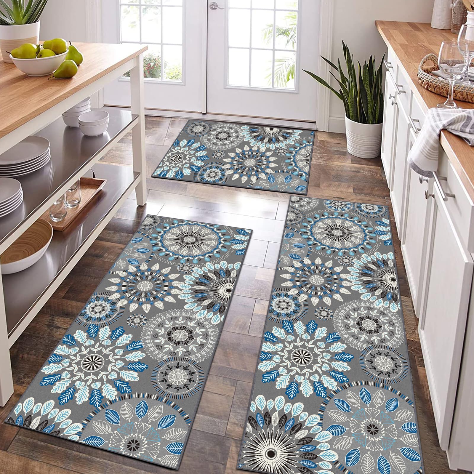 Amazon.com: ASPMIZ Boho Kitchen Mats Sets of 3, Floral Kitchen Rugs and ...