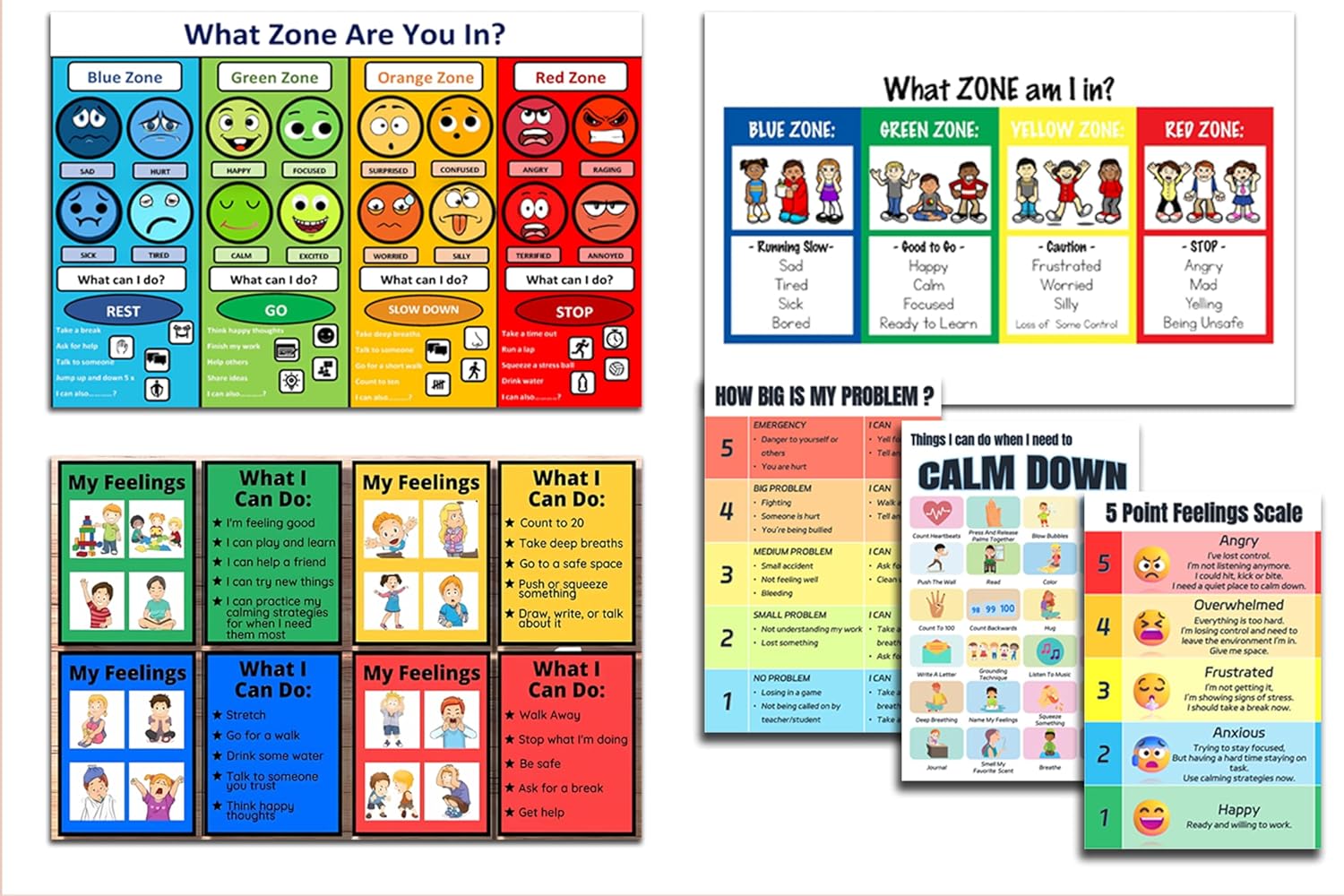 Amazon.com: Zones of Self-Regulation & Emotional Regulation Chart for ...
