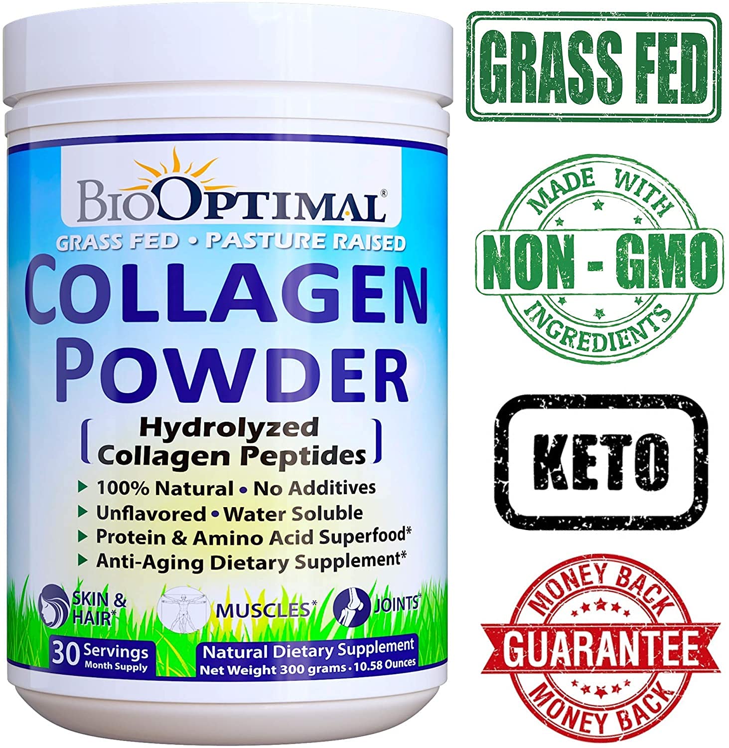 BioOptimal Collagen Powder, Collagen Peptides, Grass F...B01LVZ7N8G ...