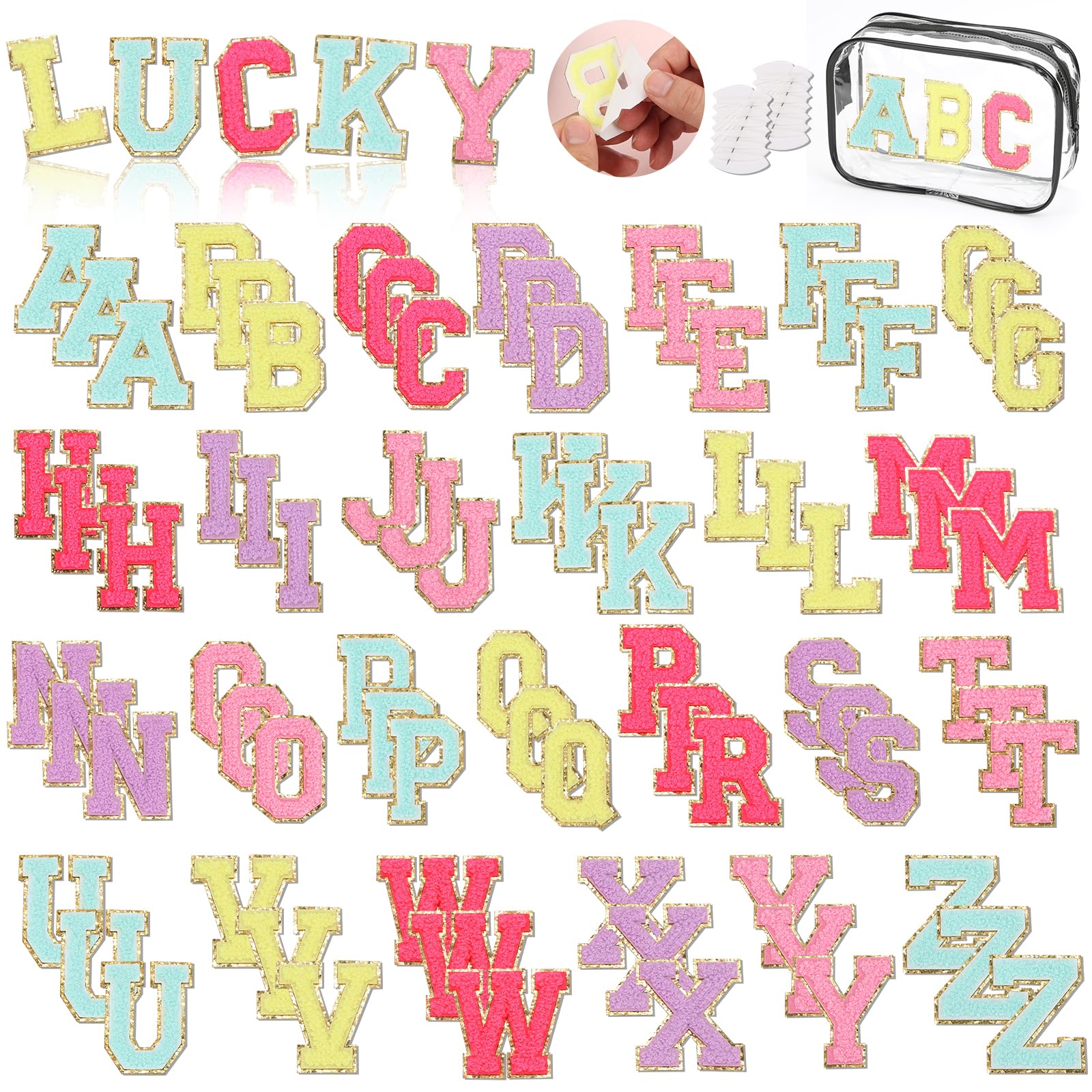 Amazon.com: Chenille Letters Patches 78Pcs Self-Adhesive Letter Sticker ...