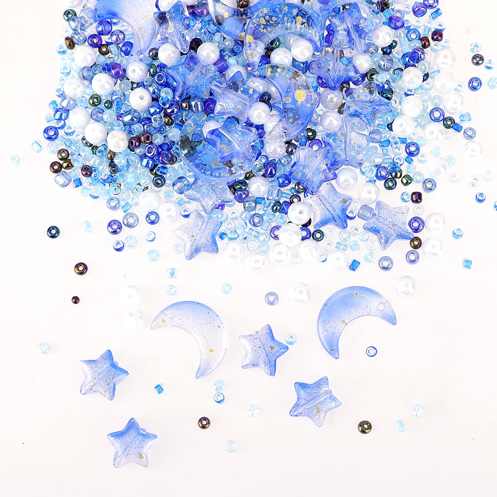 Amazon.com: 2200Pcs Star Moon Shape Beads Seed Glass Beads for Jewelry ...