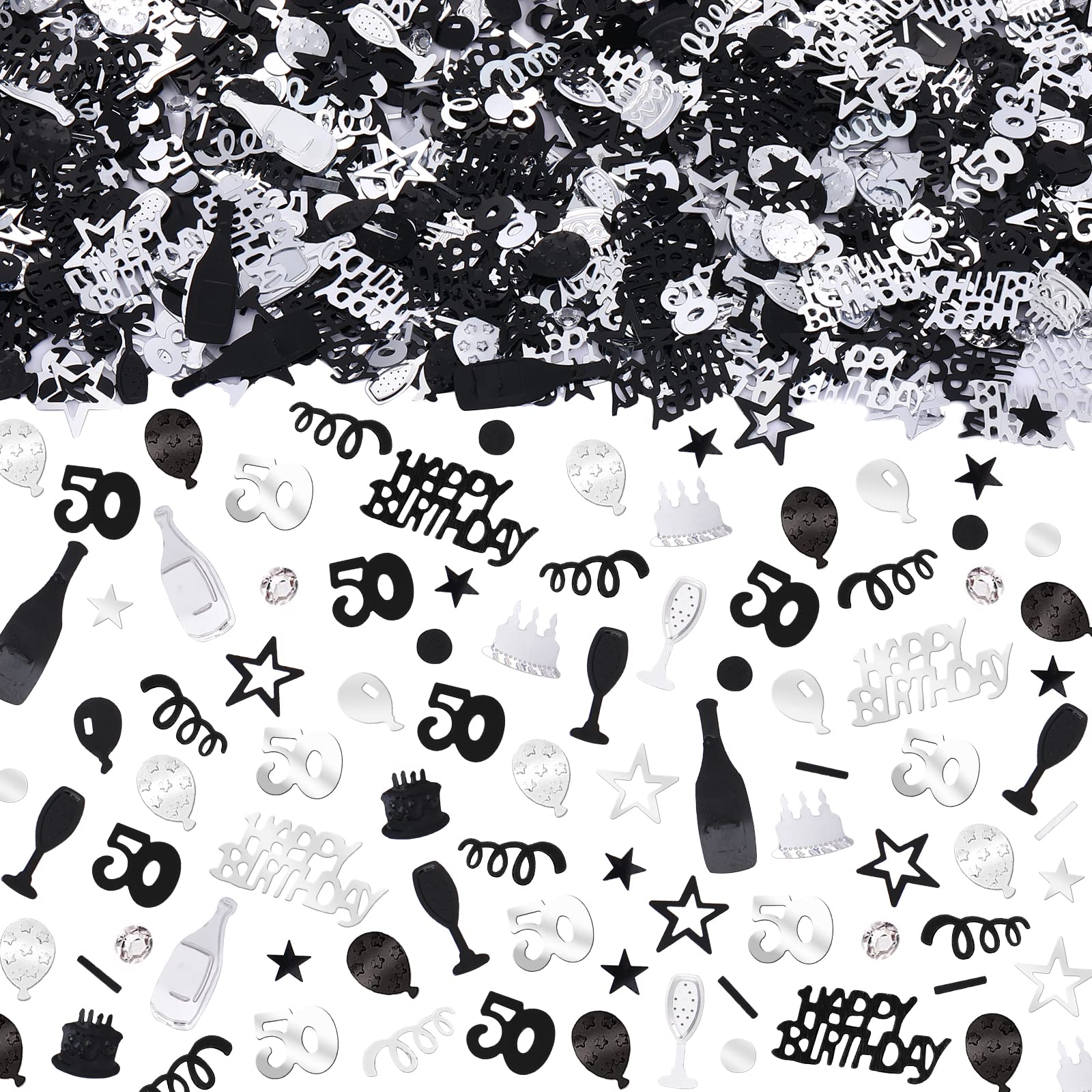 Confeti Blanco Y Negro Negro Y Blanco Modelo Con Diferente Formas, En