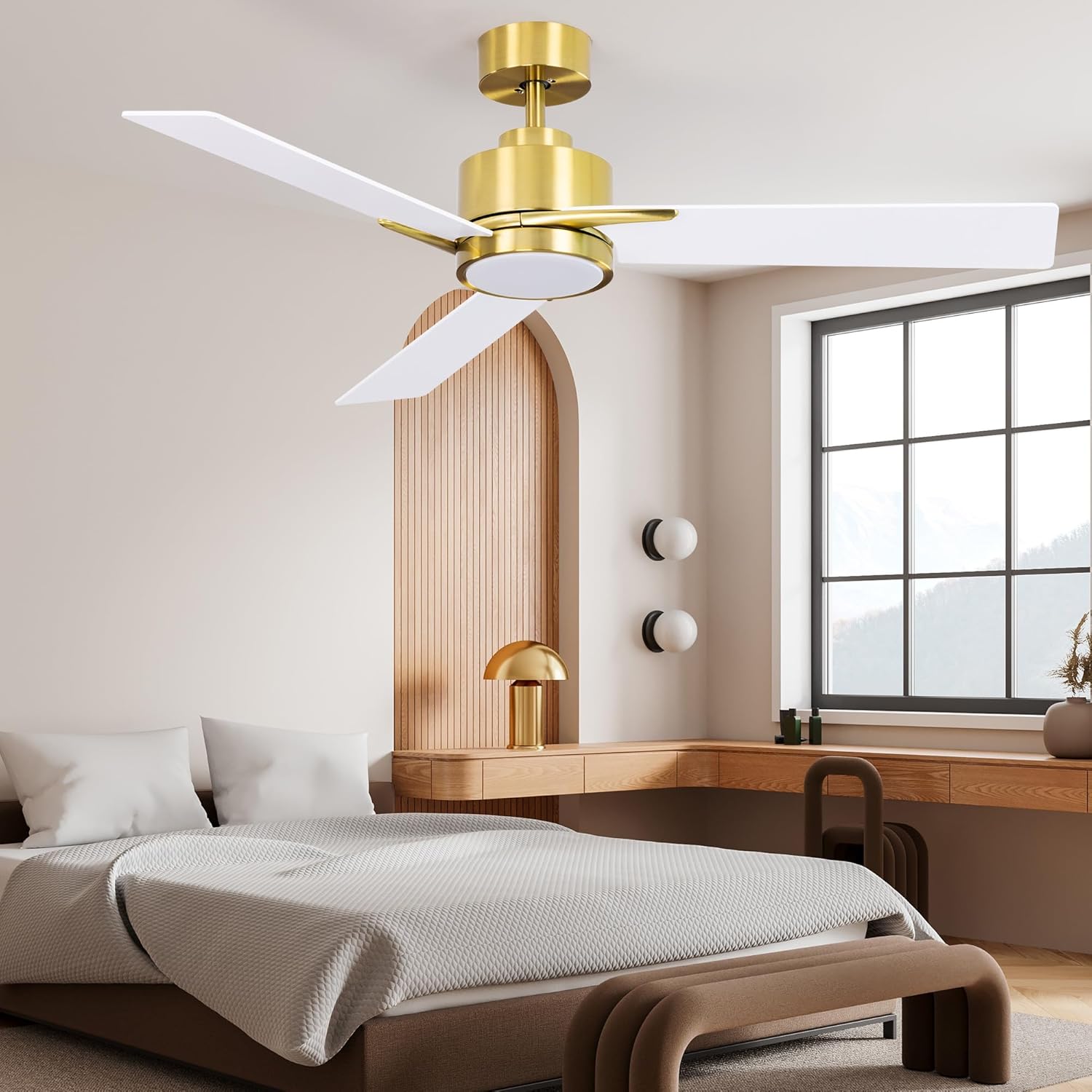 EASYMER Ceiling Fans with Light, 52 Inch Modern LED Ceiling Fan with ...