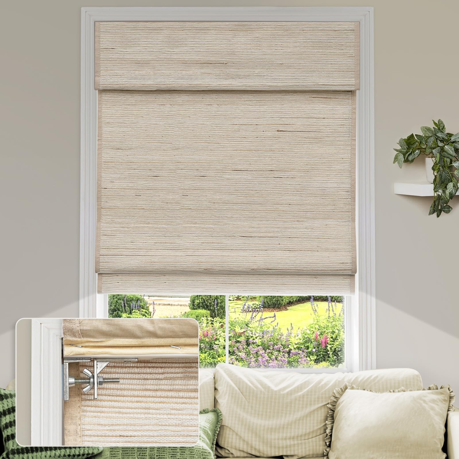 Amazon.com: MiLin No Tools No Drill Cordless Roman Shades Privacy Linen ...