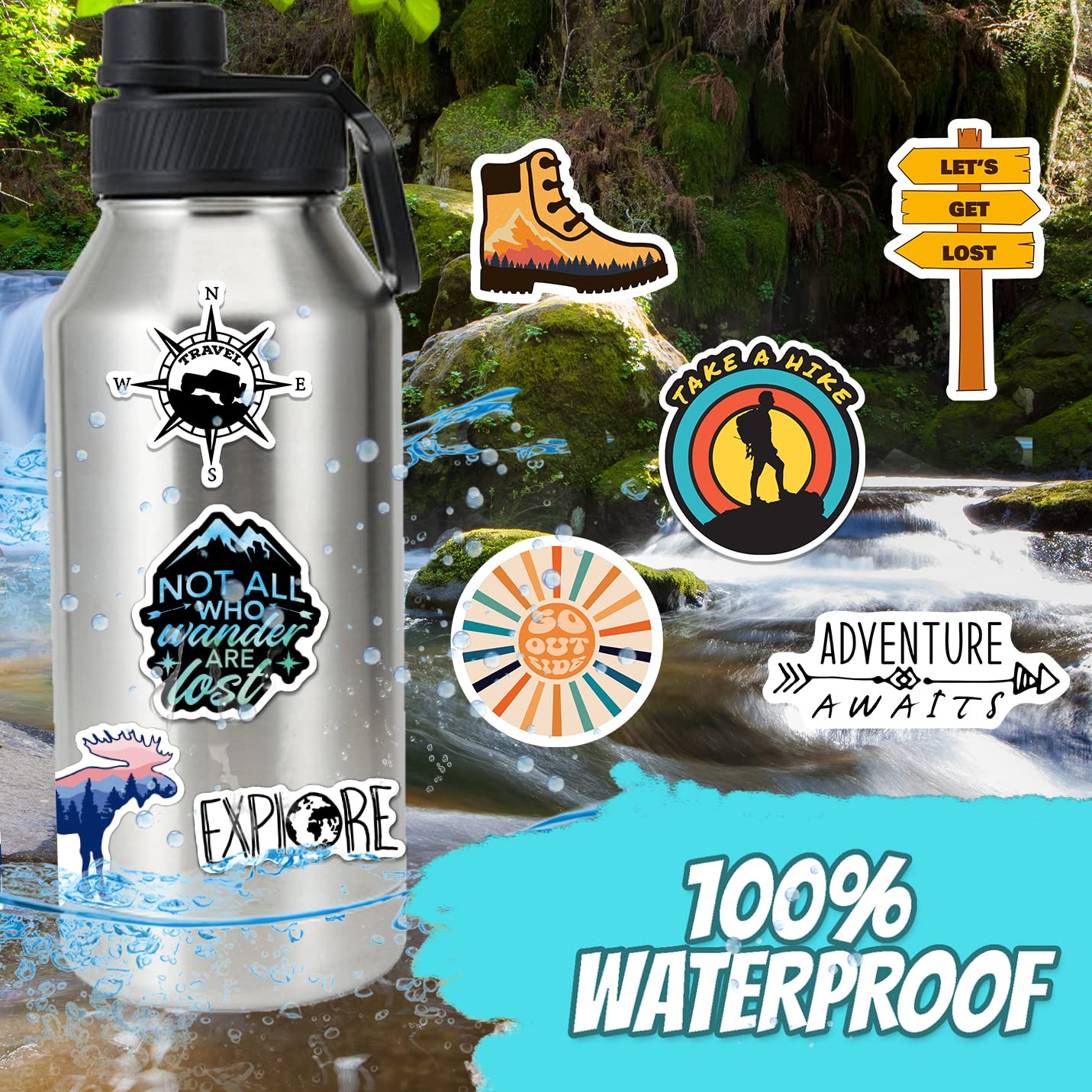 Snapklik.com : 200 Pieces Outdoor Hiking Stickers,Camping Sticker Pack ...