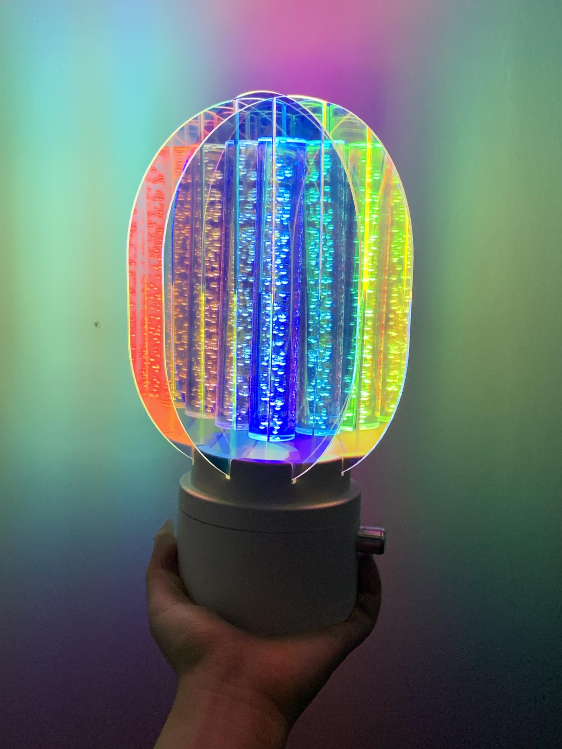 Aurora Table Lamp for Bedroom, 360° Rotating RGB Bedside Lamps Acrylic ...