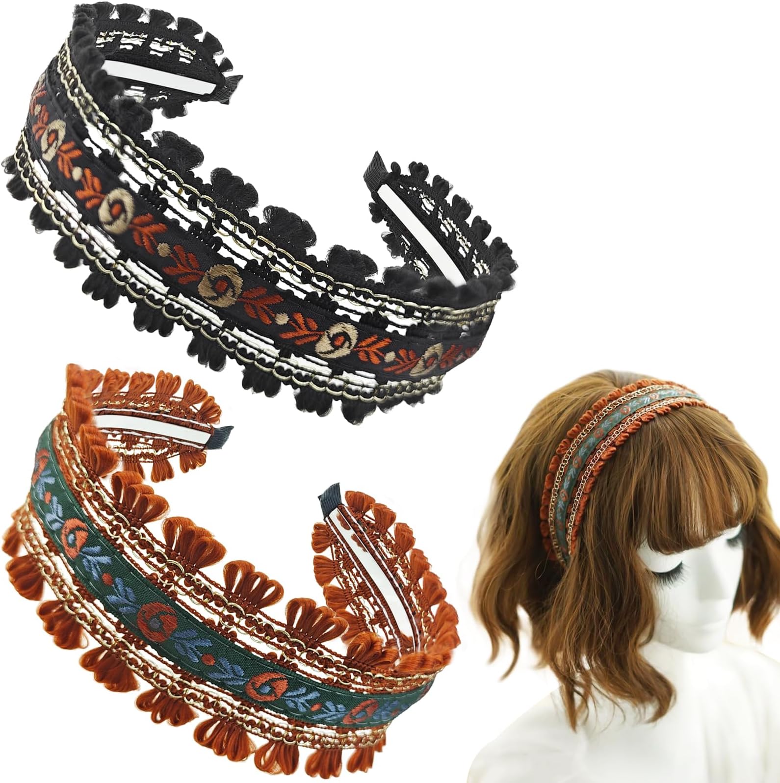 Amazon.com : XXFBJNMD Multi Pattern Flower Embroidery Headbands Boho ...