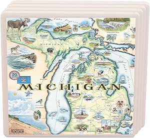 Amazon.com: Michigan map Ceramic Coasters Set of 4 : Home & Kitchen