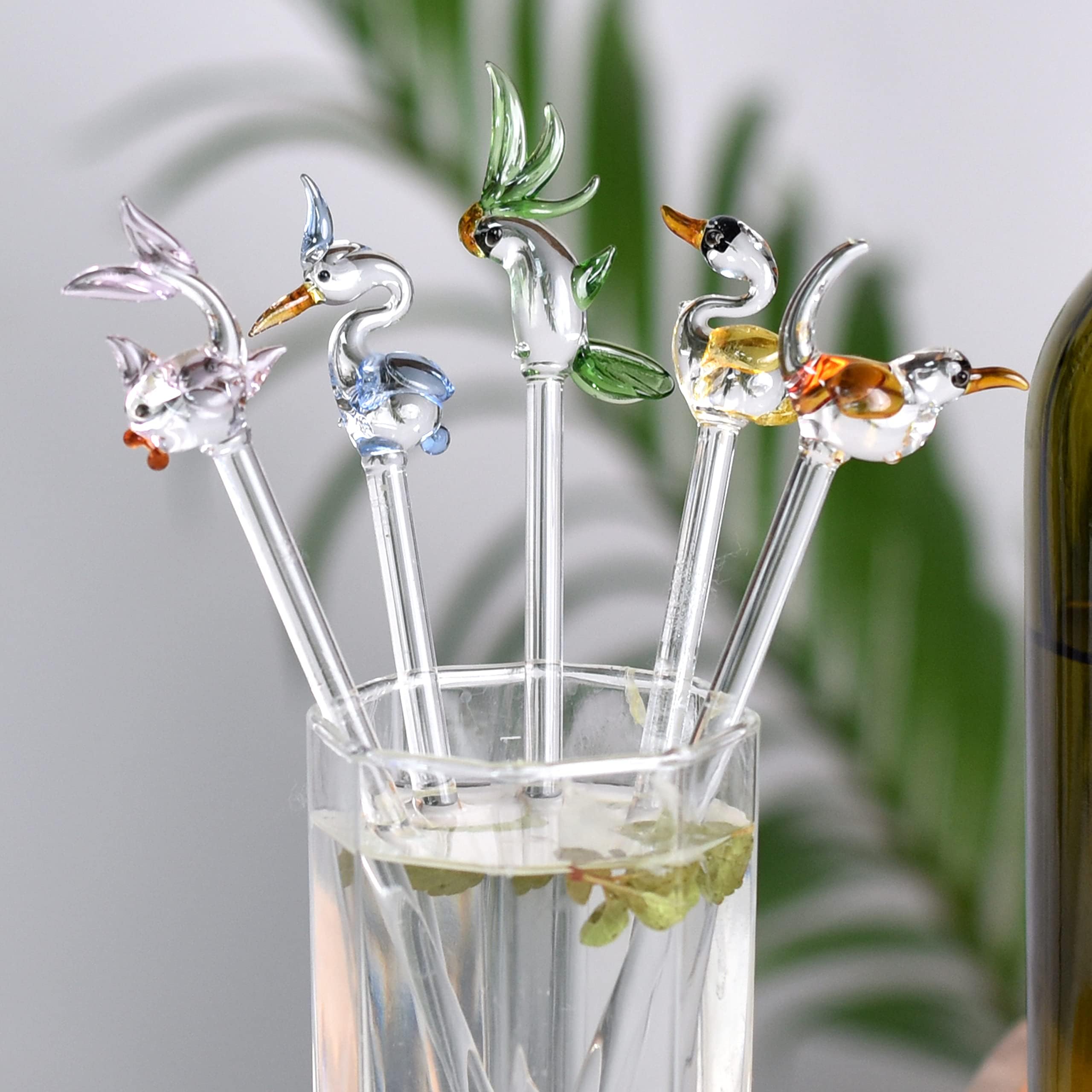 Indian Shelf 6 Pieces Glass Drink Stirrer- Glass Swizzle Sticks ...