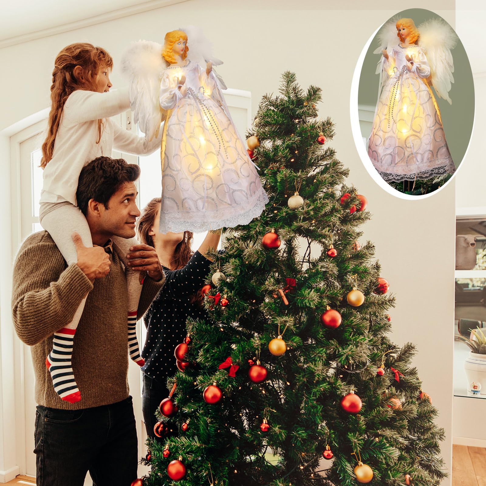 Angel Tree Toppers For Christmas Cordless 12 15led Angel With Lights ...