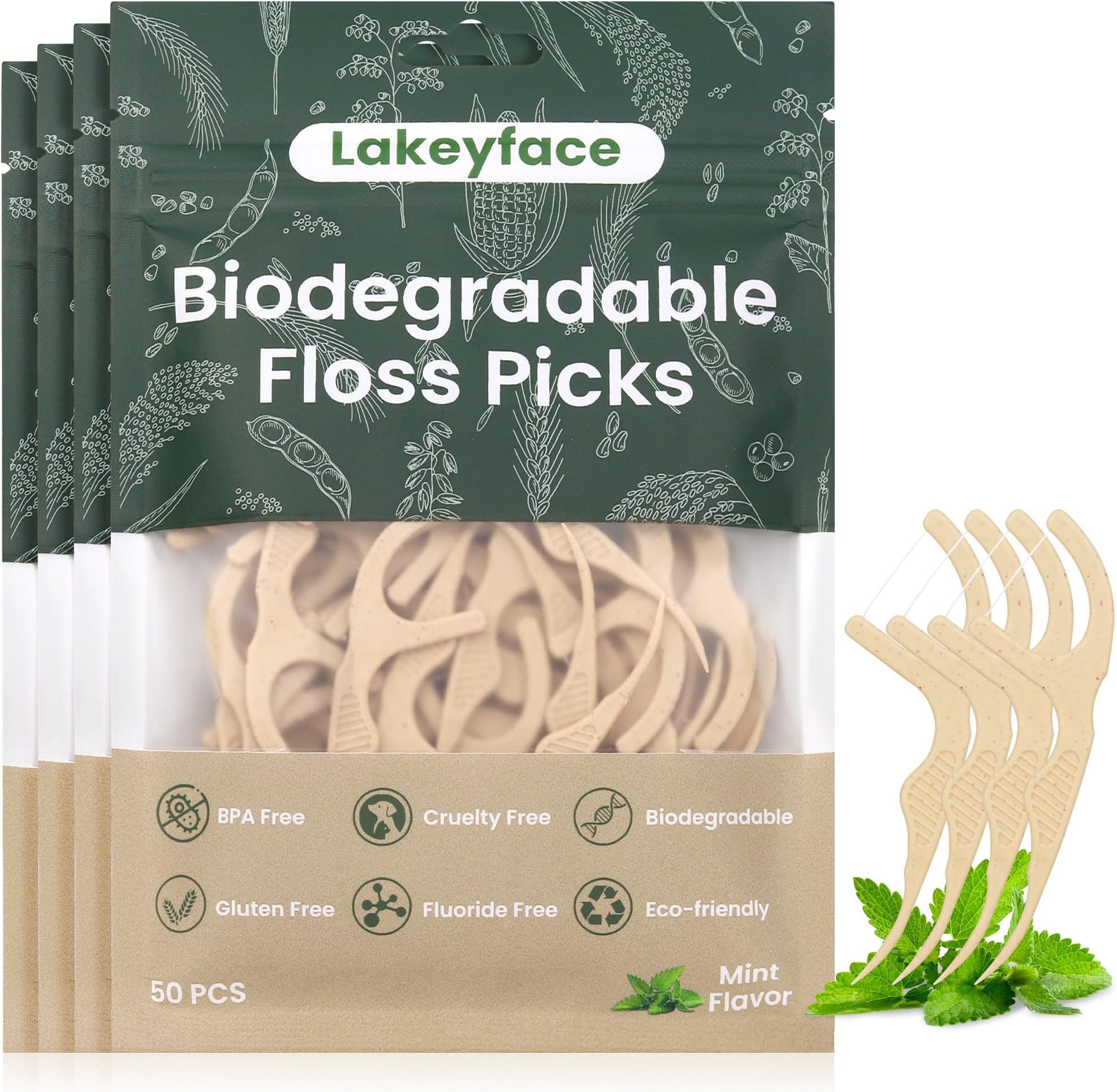 Amazon.com : 200 Count Biodegradable Dental Floss Picks, Eco Friendly ...