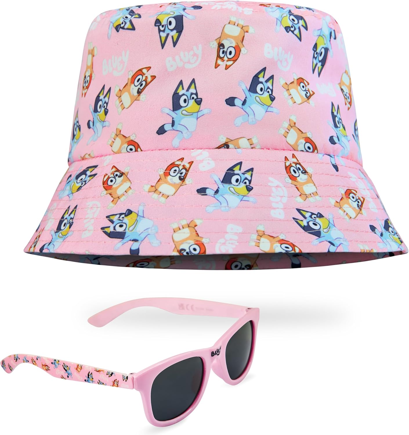 Bluey Girls Bucket Hat and Sunglasses Set, Lightweight Sun Hat UV400 ...