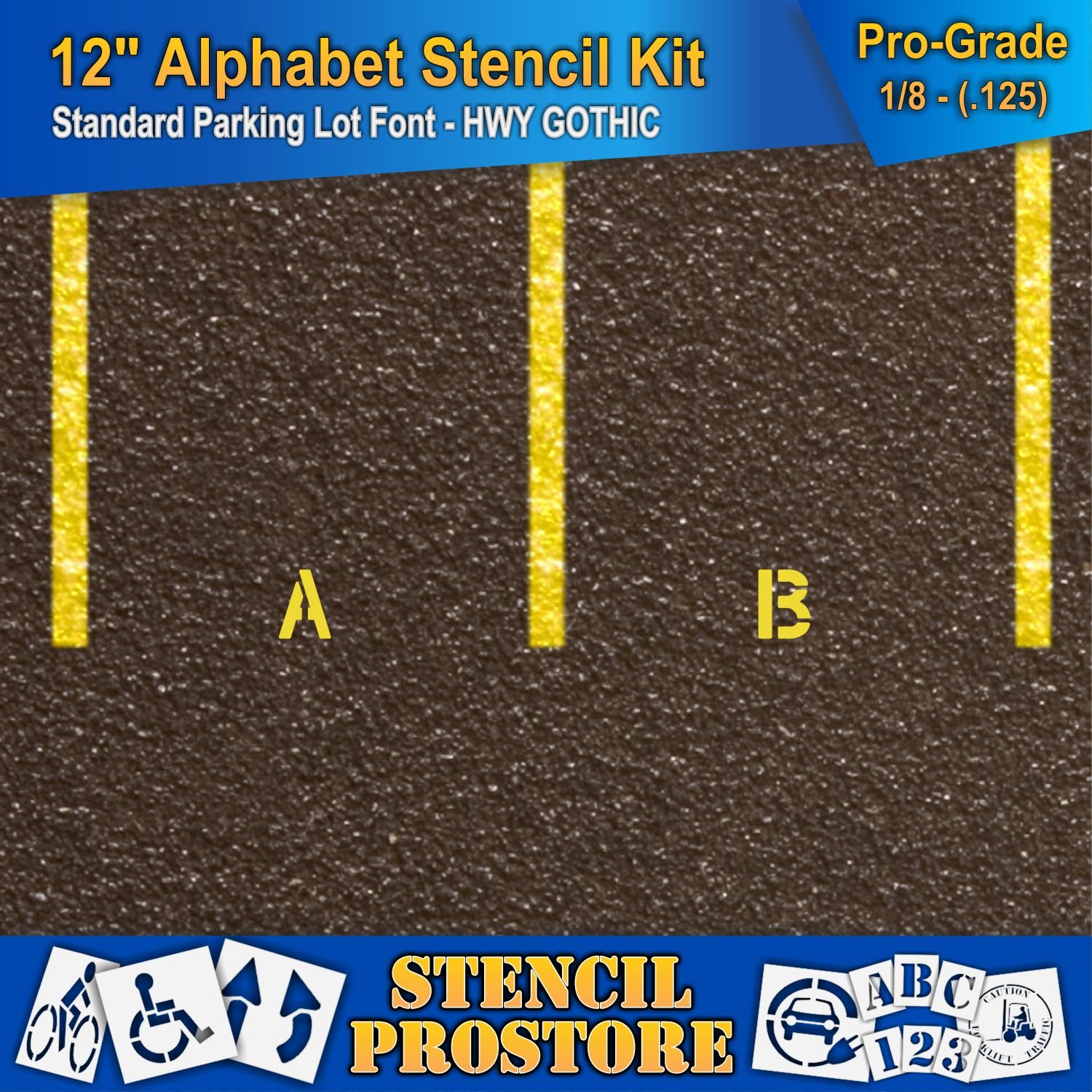 Snapklik.com : Pavement Stencils - 12 Inch Alphabet KIT Stencil Set