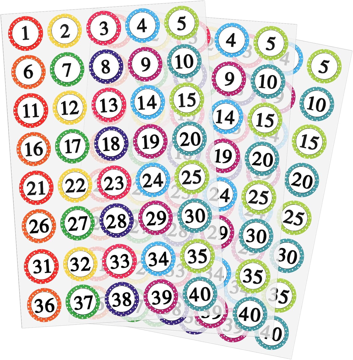 Amazon.com : 600 PCS Stickers Number 1-40 Polka Dot Stickers with ...