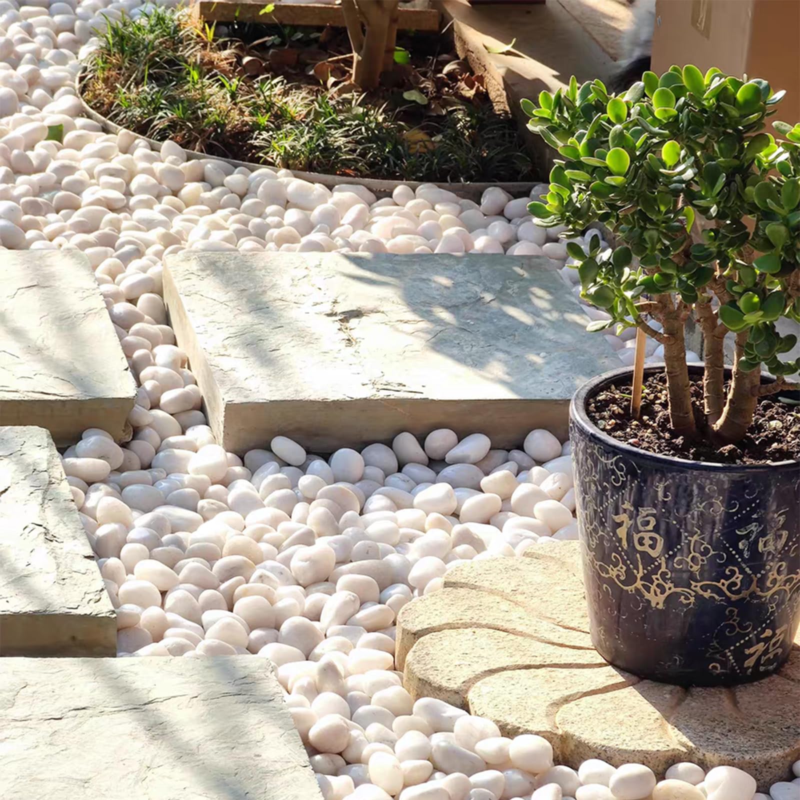 Polished Garden Pebbles LONTOM 2.2LB Decorative Polished Pebbles For
