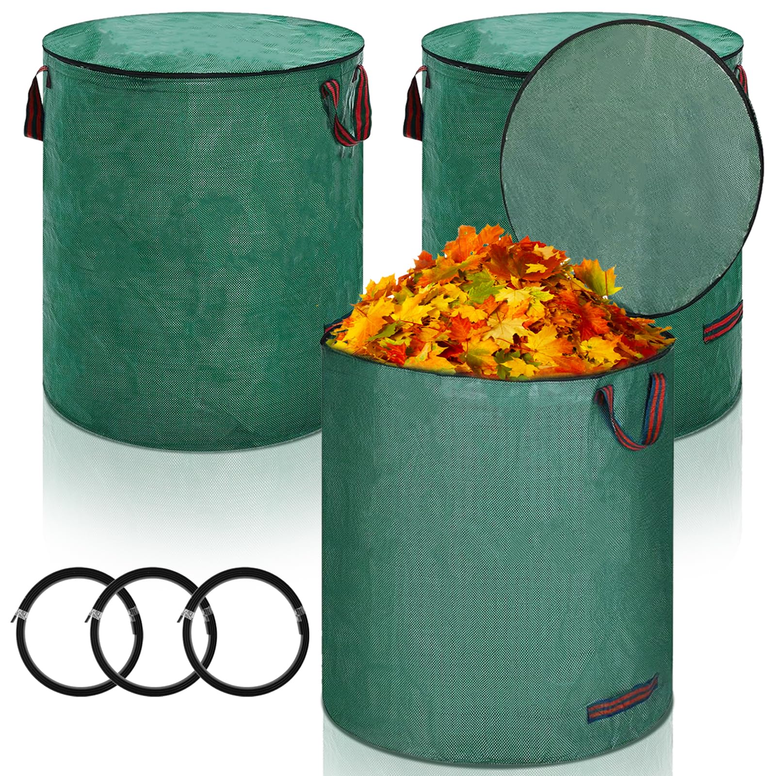 Amazon.com: Cezoyx 3 Pack Reusable Yard Waste Bags with Lid, 72 Gallon ...