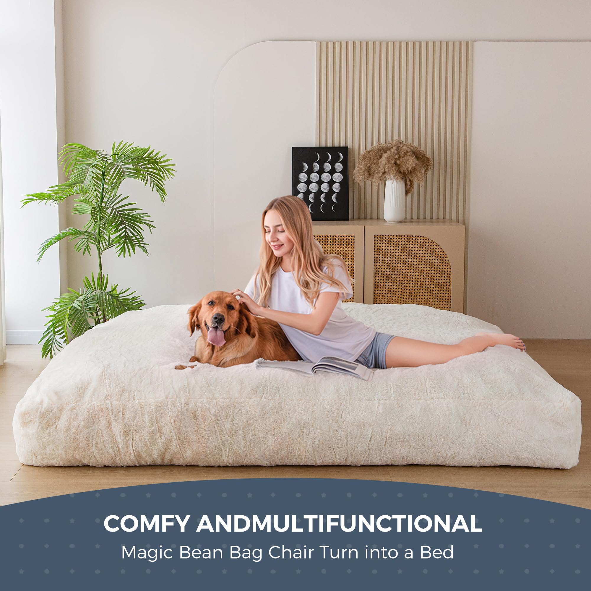 Snapklik.com : Giant Bean Bag Chair Bed For Adults, Convertible Beanbag ...