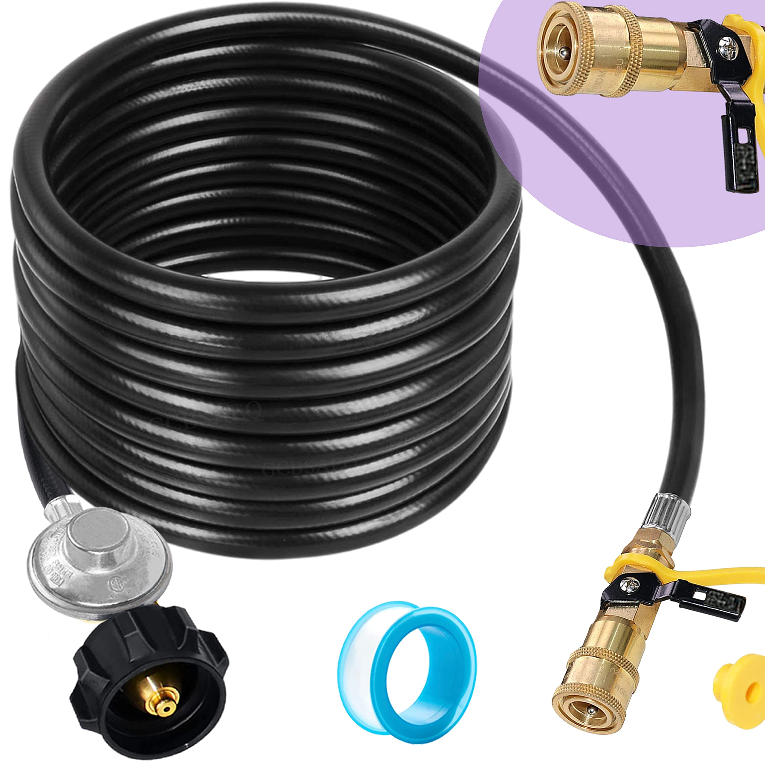 GCBSAEQ Quick Connect Propane Hose with Regulator Replacement (12FT ...