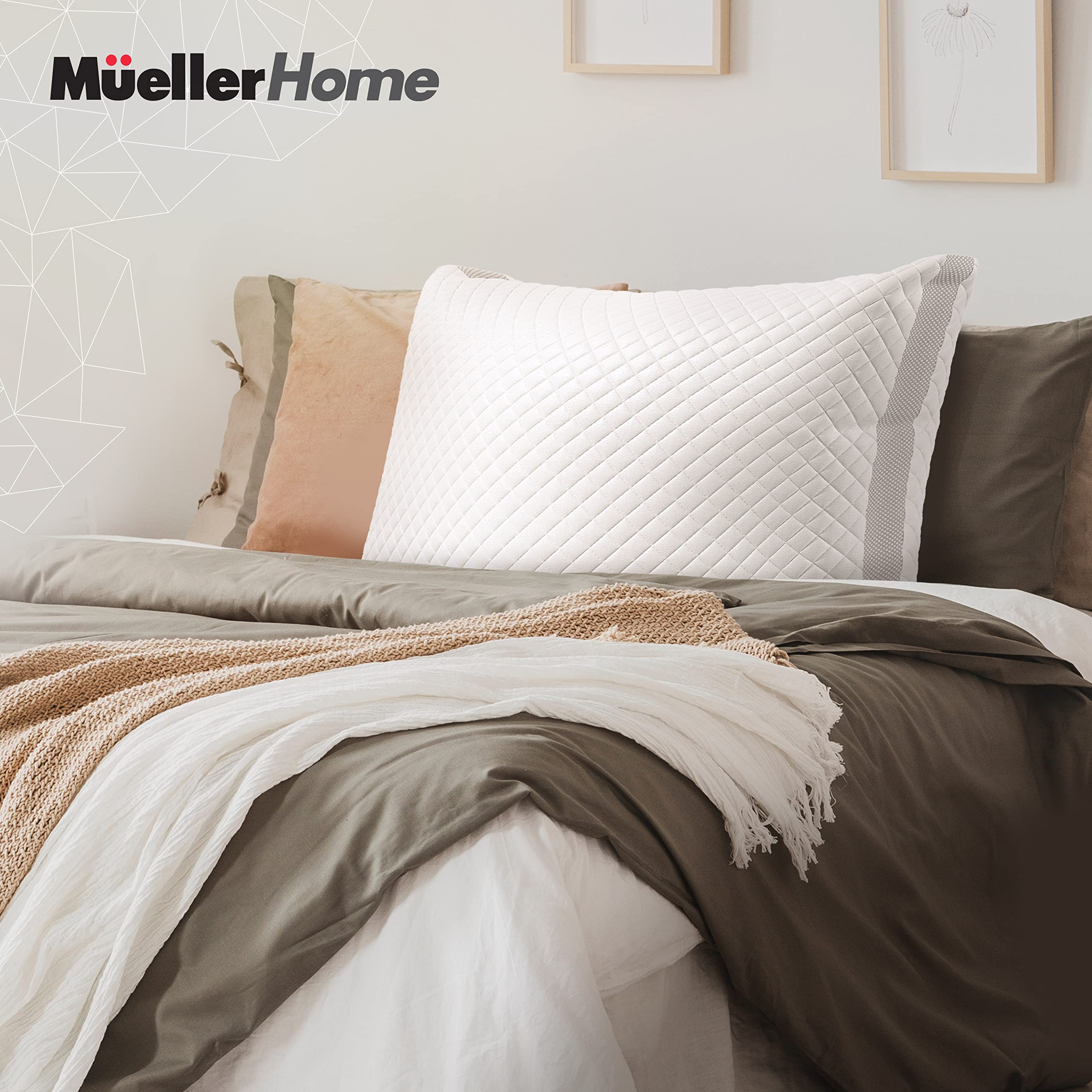 Mueller Gel Memory Foam Pillows, Queen Size, Hypoallergenic Cooling ...