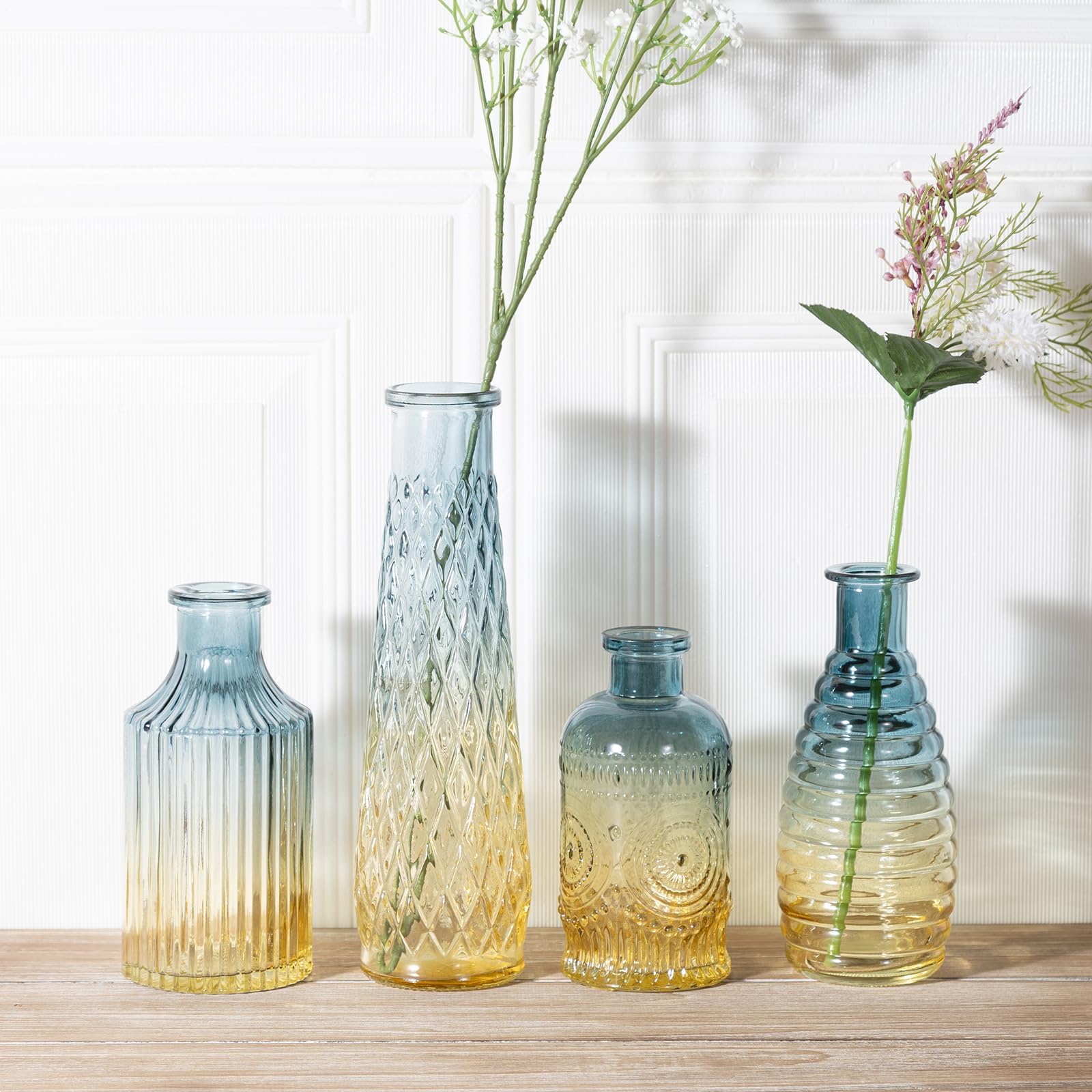 Amazon.com: Colored Glass Bud Vase Set of 10 - Small Vases for Flowers ...