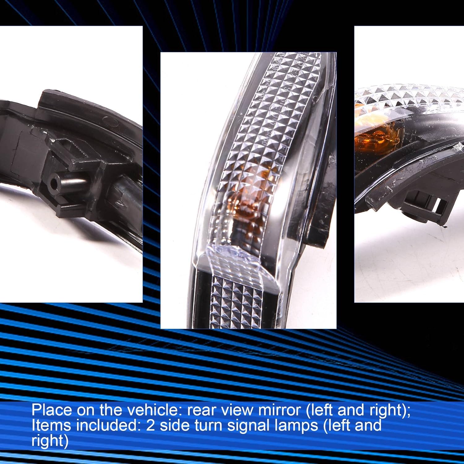 Geuxe Indicador de espejo lateral Lámpara de luz de señal de giro para ...