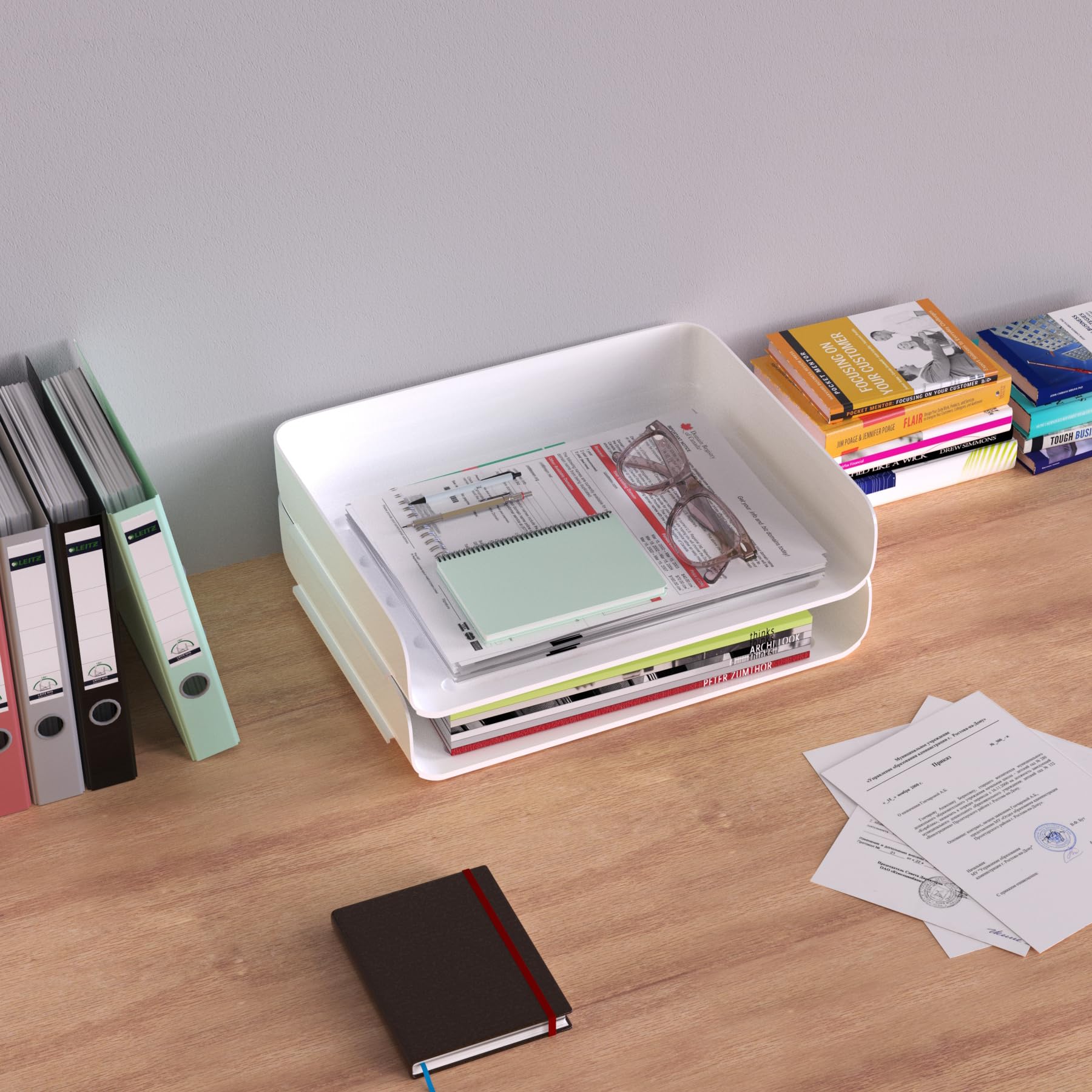 Tomorotec Desk Letter Tray Set, A4 Size White Stackable Document ...