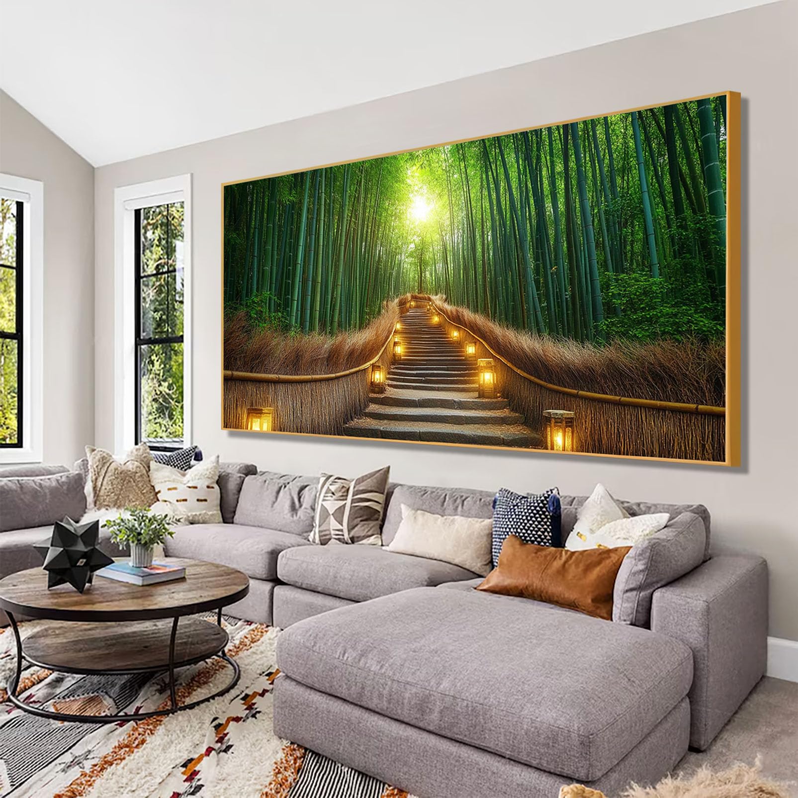 Amazon.com: Bamboo Forest Canvas Wall Art, Kyoto Japan Bamboo Canvas ...