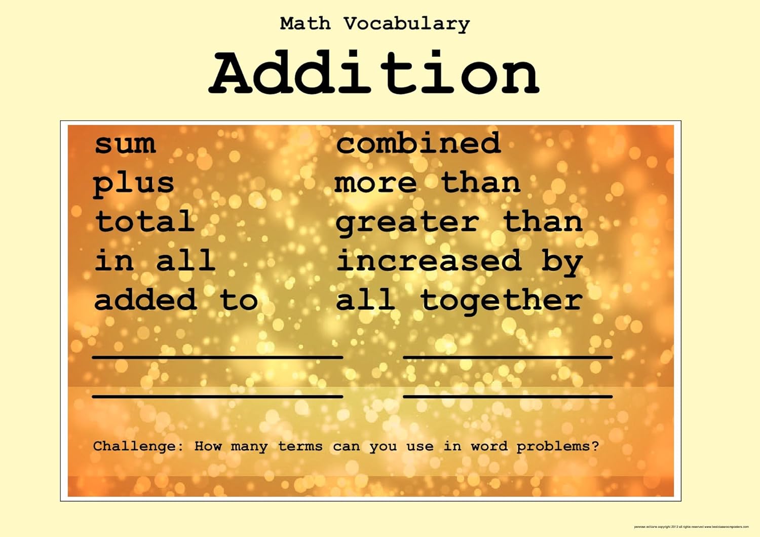 Amazon.com: Math Vocabulary Classroom Posters (set of 4): Prints: Home ...