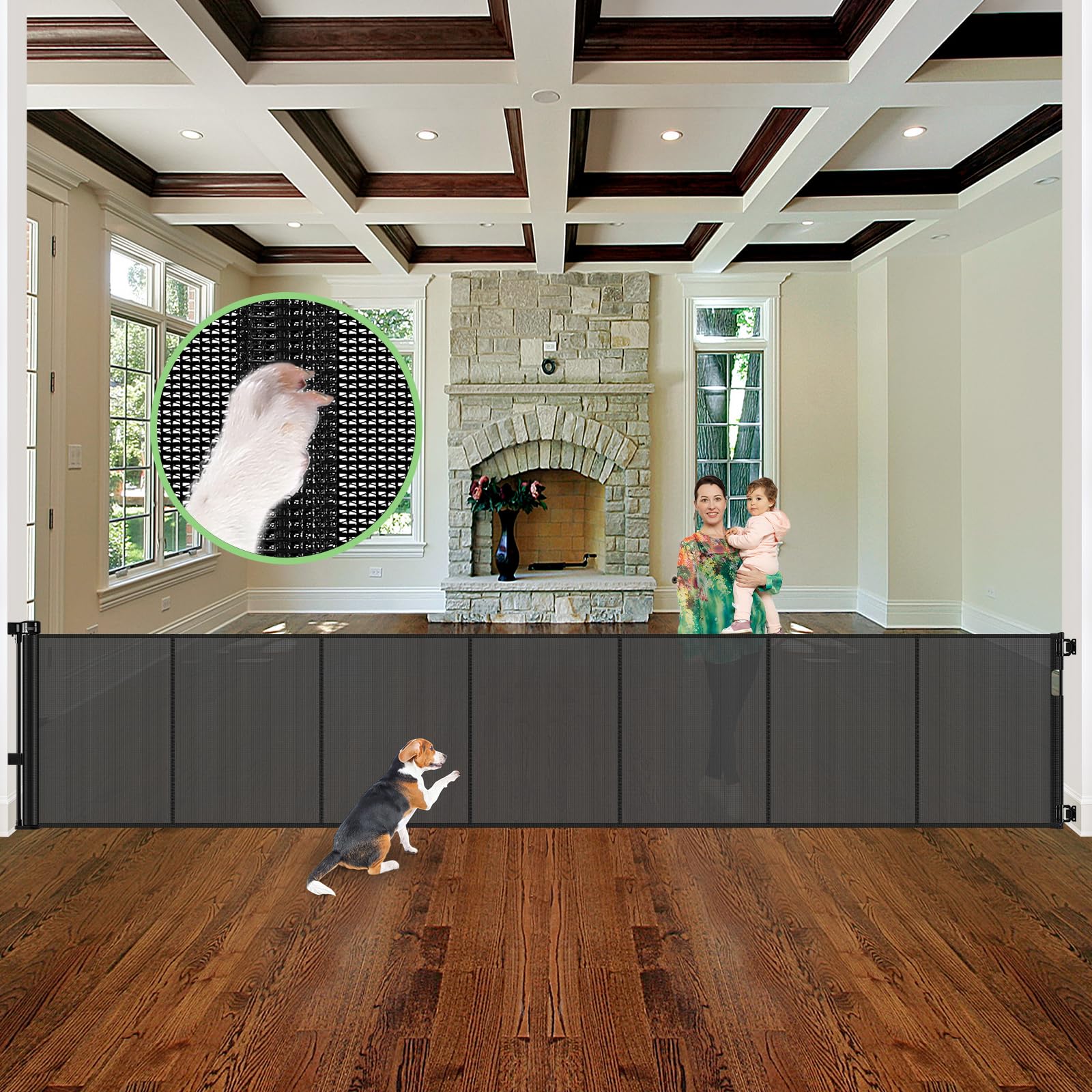 Amazon.com: Reinforced 155" Extra Wide Baby Gate Retractable Dog Gate ...