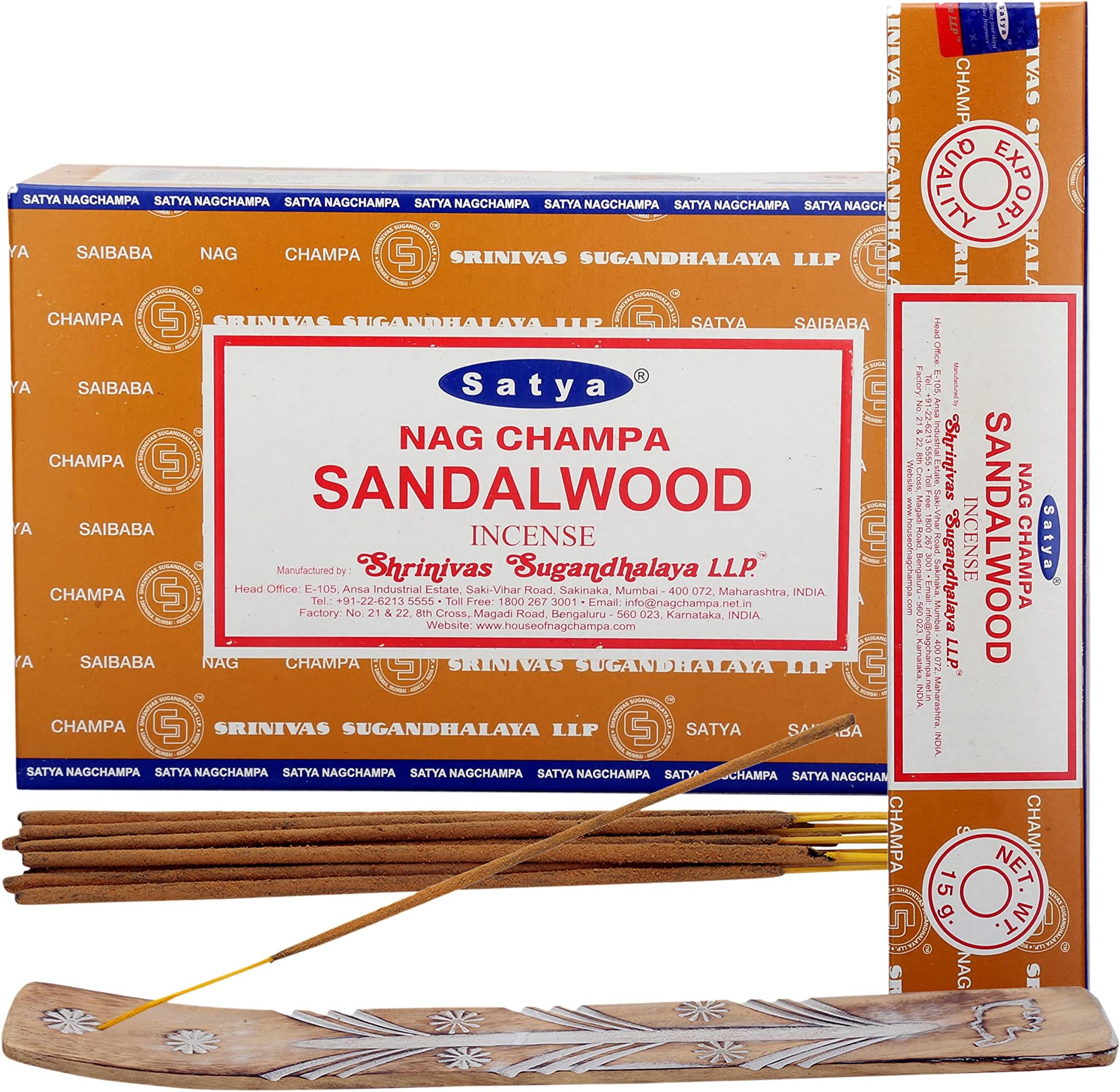 Amazon.com: Satya Nag Champa Sandalwood Incense Sticks - Box 12 Pack ...