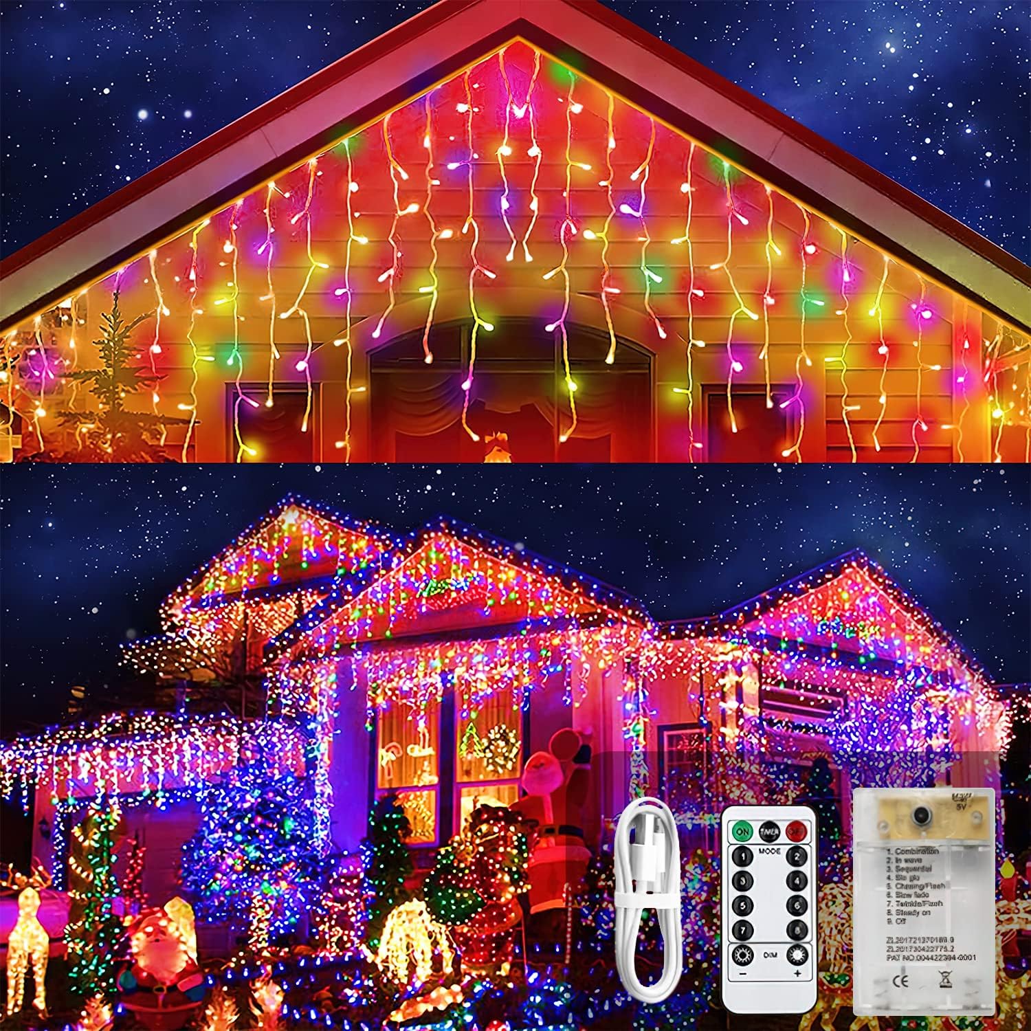 Amazon.com: Lxhaung Icicle Lights Multicolor 90 LED 10 ft Short Curtain ...