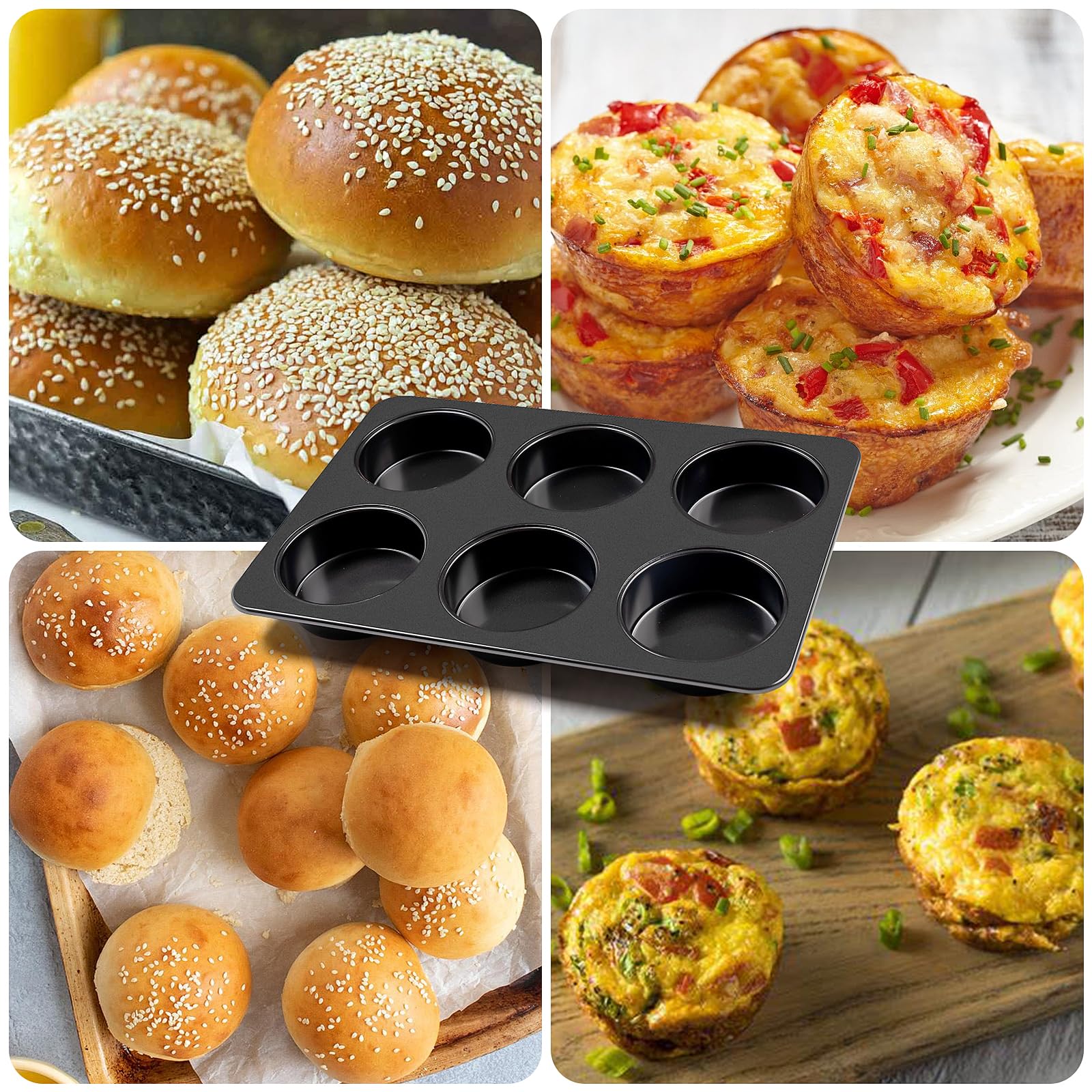 Snapklik.com : Yomvzake Hamburger Bun Pan, Nonstick Hamburger Bread ...