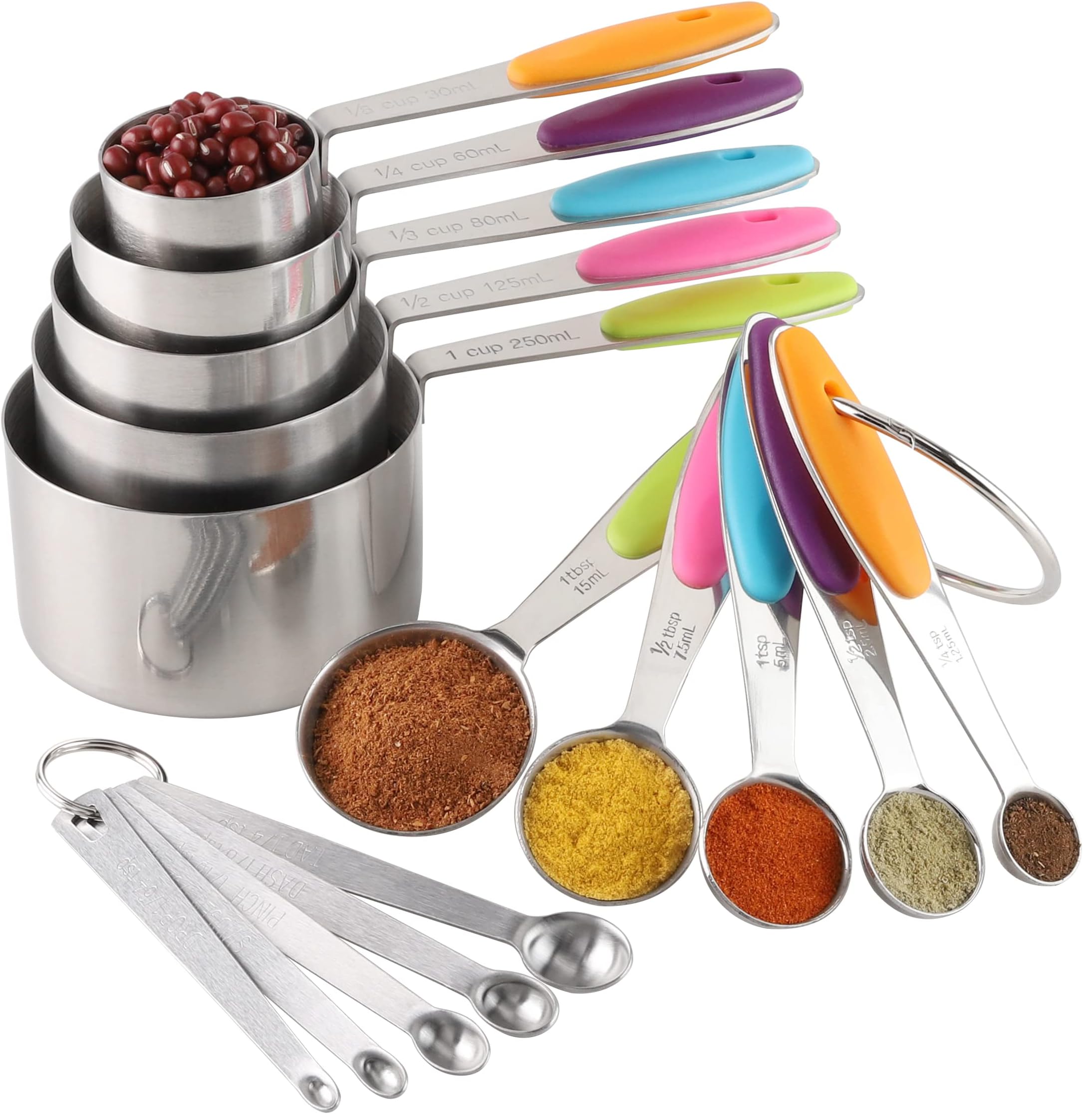 Amazon.com: Measuring Cups Set, Stainless Steel Nesting Measuring Cups ...