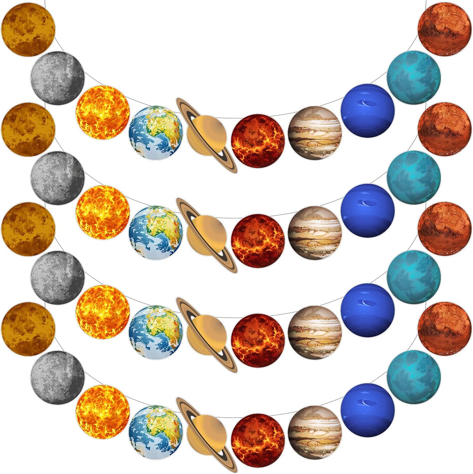 Amazon.com: Galaxy Solar System Hanging Paper Garland, Astronauts ...