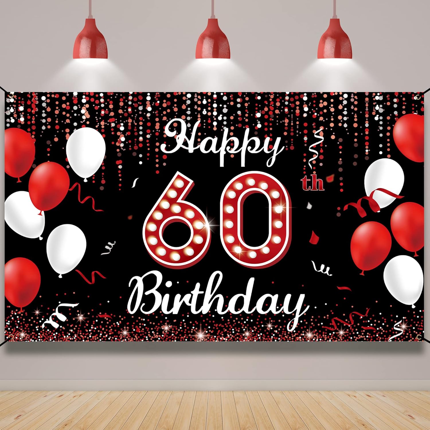 Buy 60th Birthday Decoration Banner Backdrop, Happy 60th Birthday ...