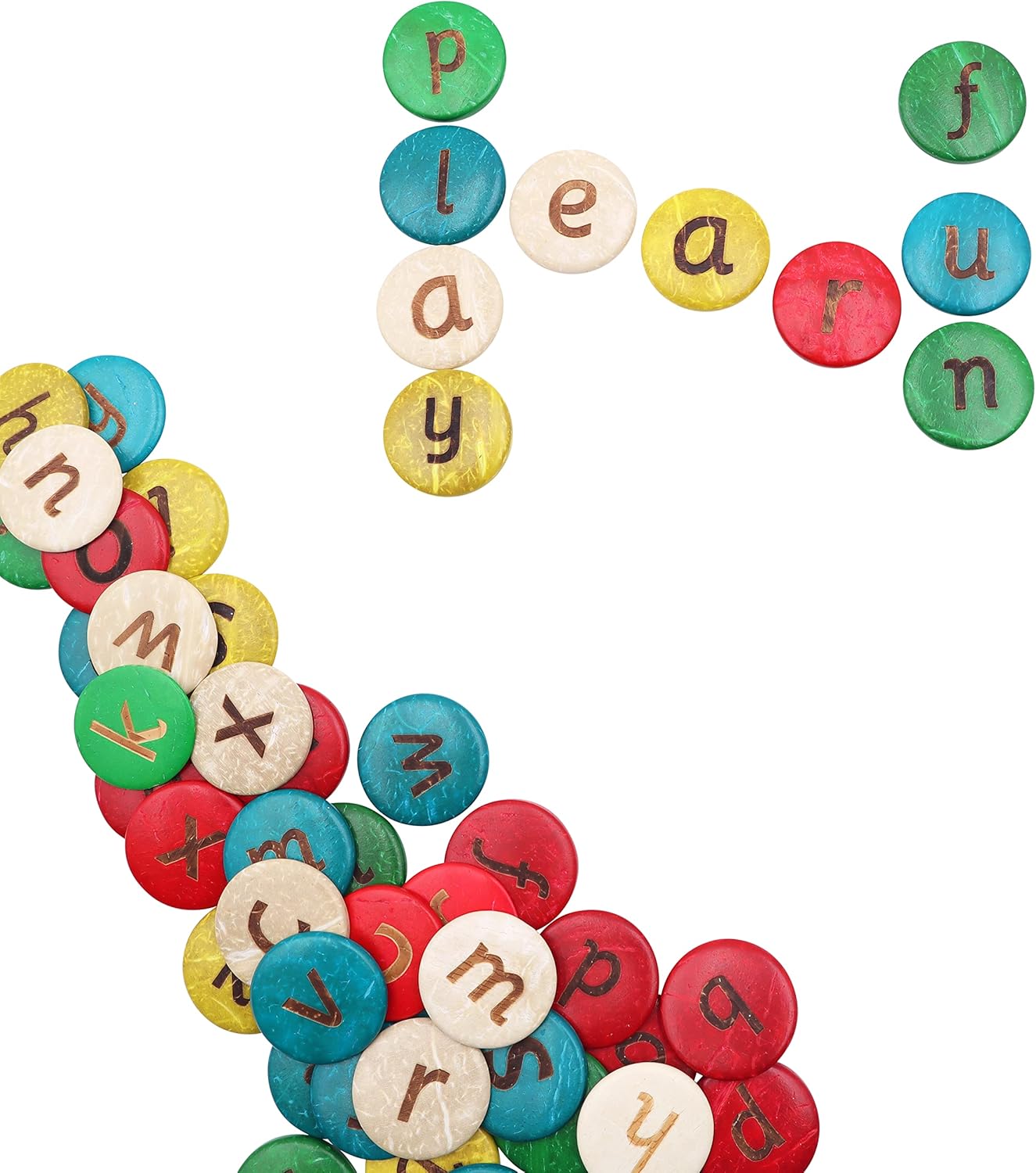 Craftplay Alphabet discs | Coconut shell | Pack of 52 discs | A to Z x2 ...