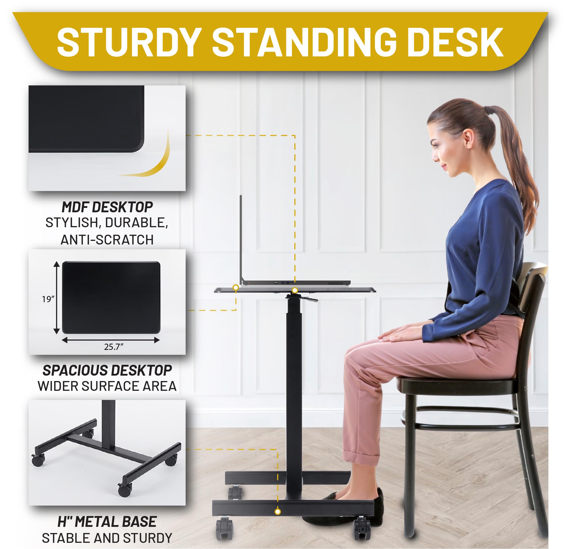Mobile Home Buy HAOOAH Pneumatic Adjustable Height Desk, Laptop ...