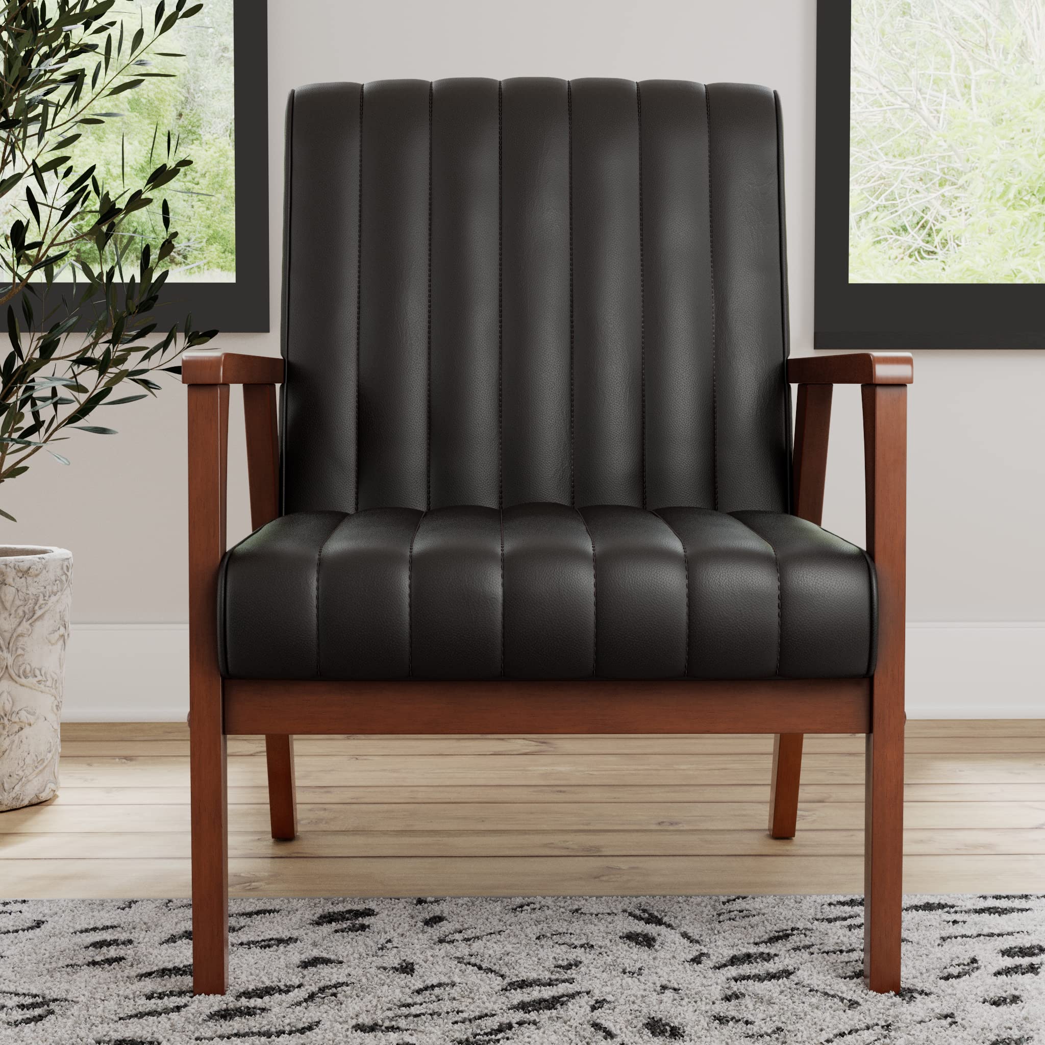 Edenbrook Carltonâ€¯Exposed Wooden Arm Accent Chair for Living Room ...